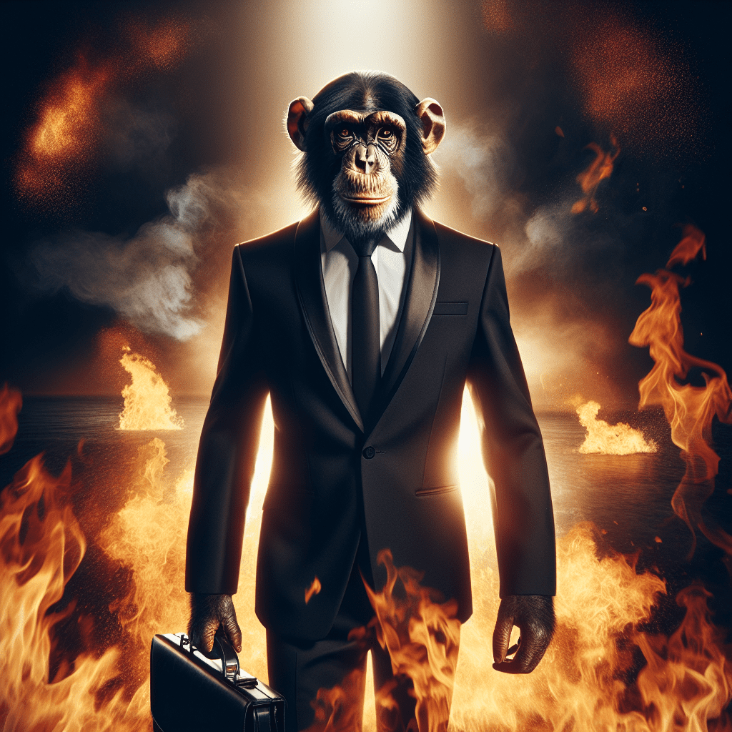 Chimpanzee in Tuxedo Holding Briefcase Toy Educational Game Children's ...