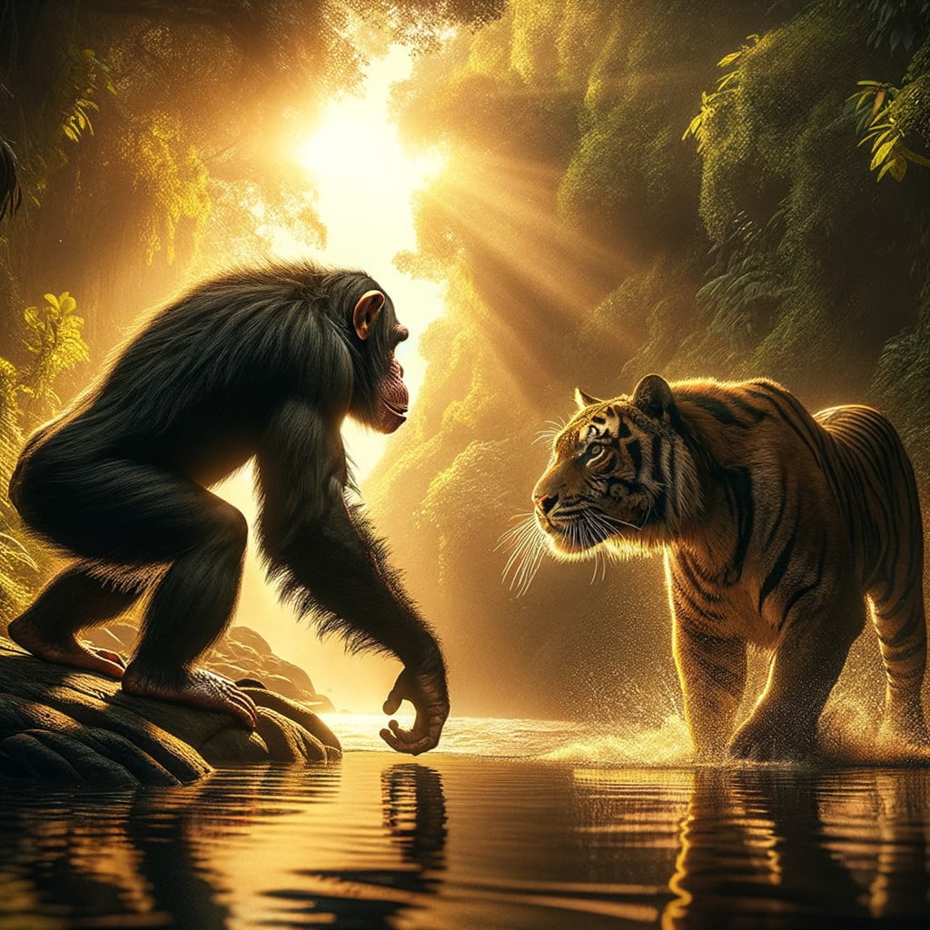 Chimpanzee vs Tiger-Survival and Competition in the Wild 500 Piece ...