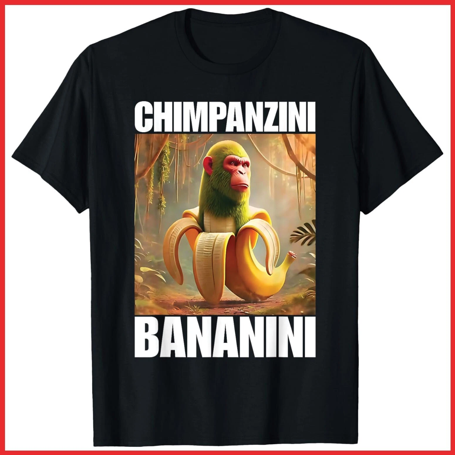 Chimpanzini Bananini Italian Brainrot Funny Meme Unisex T-Shirt S-5XL ...