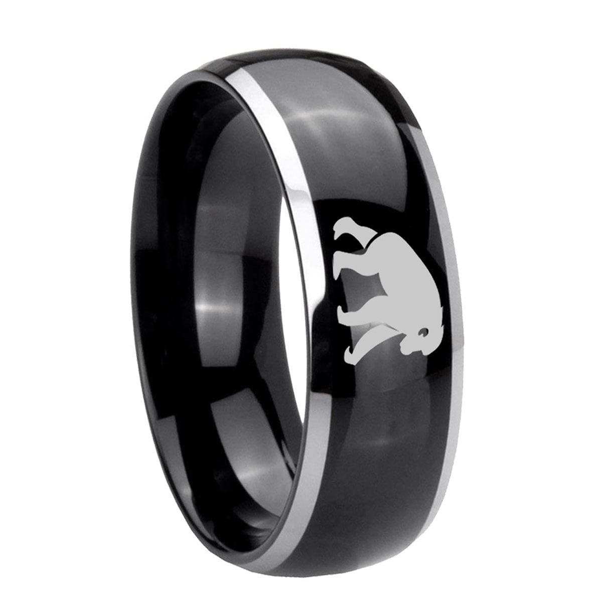 Chimpazee 8MM Dome Glossy Black 2 Tone Tungsten Men Ring - Walmart.com