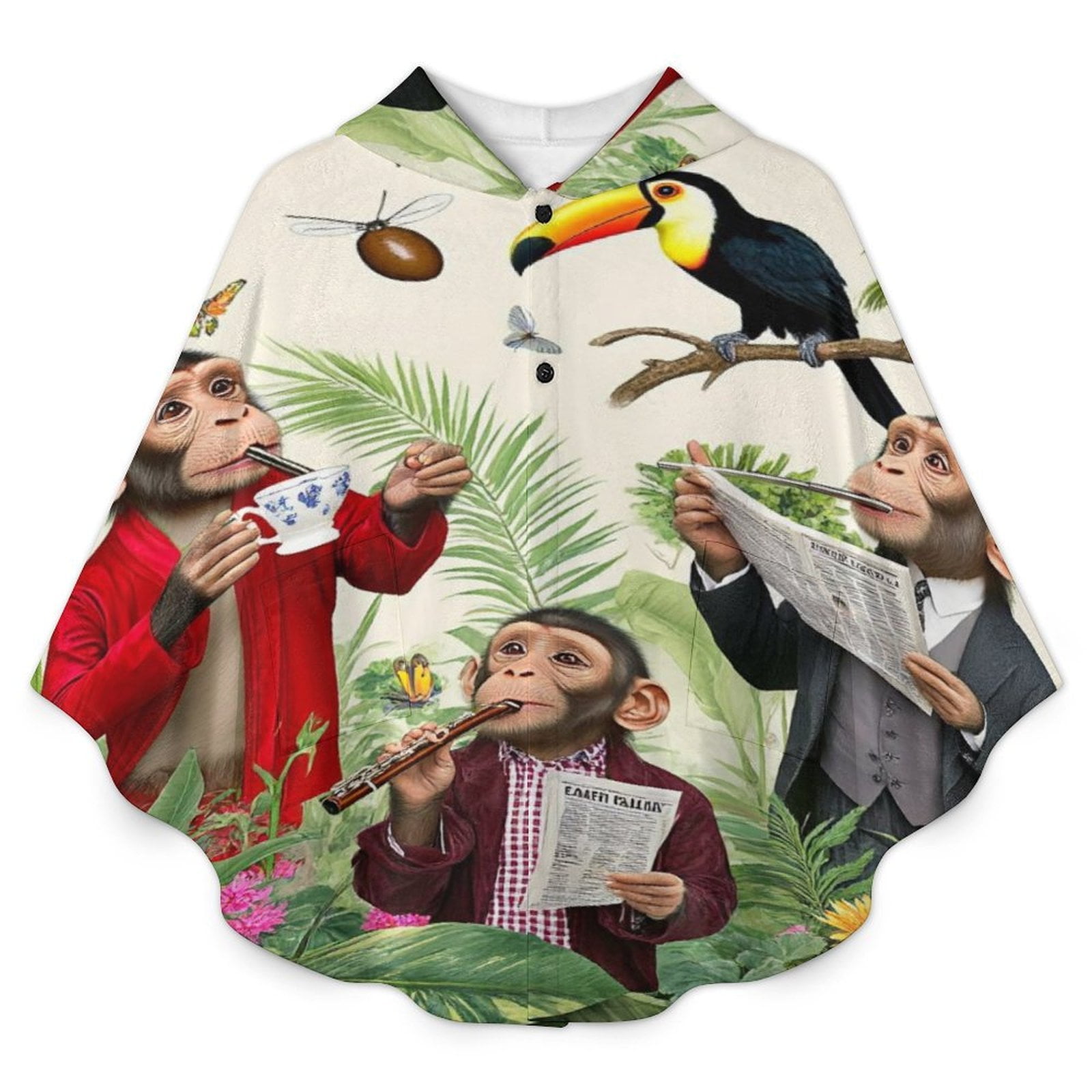 Chimps Enjoy Tropical Paradise Tea Blanket Oversized Wearable Hooded ...