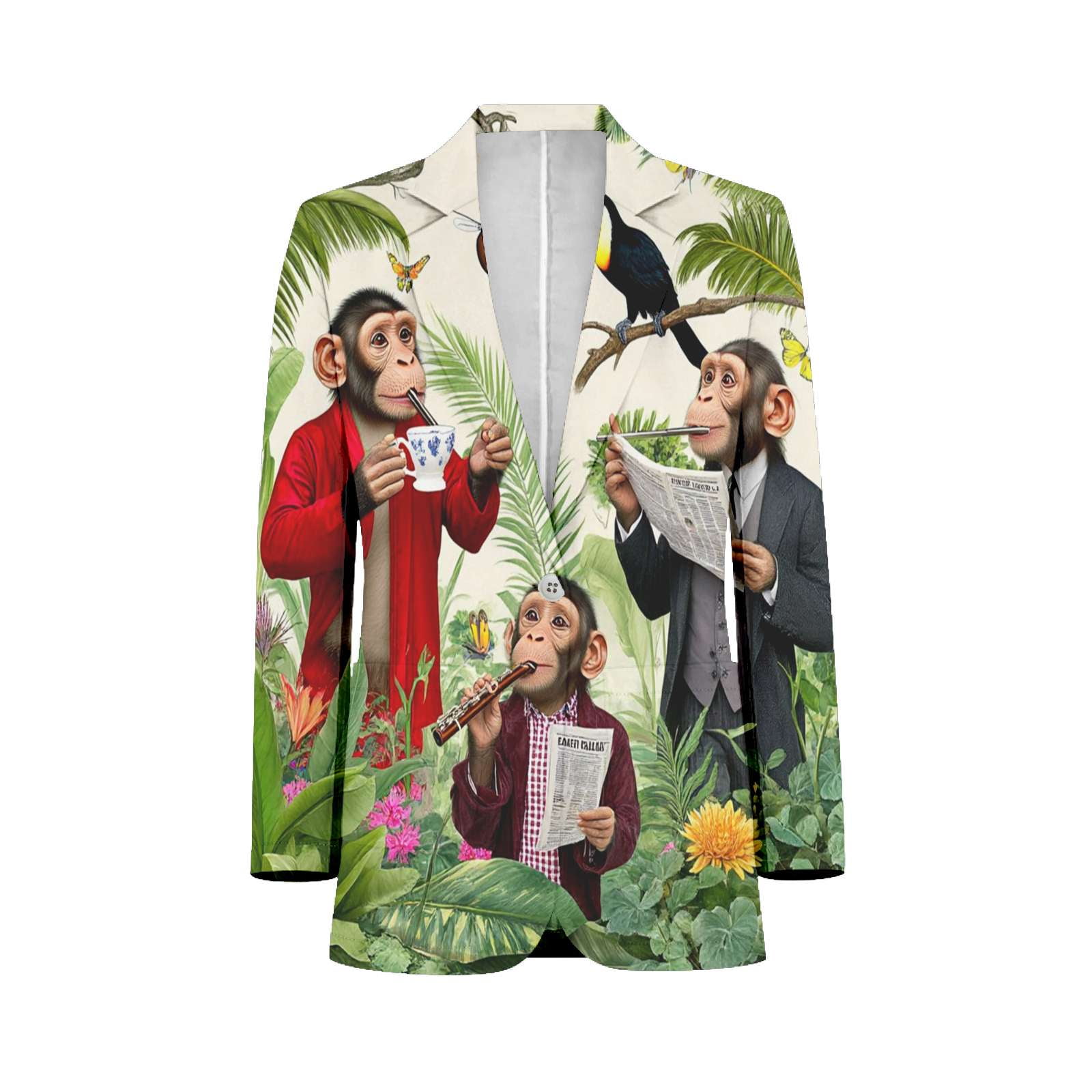 Chimps Enjoy Tropical Paradise Tea Men's Suit Blazer Casual Party Wear ...