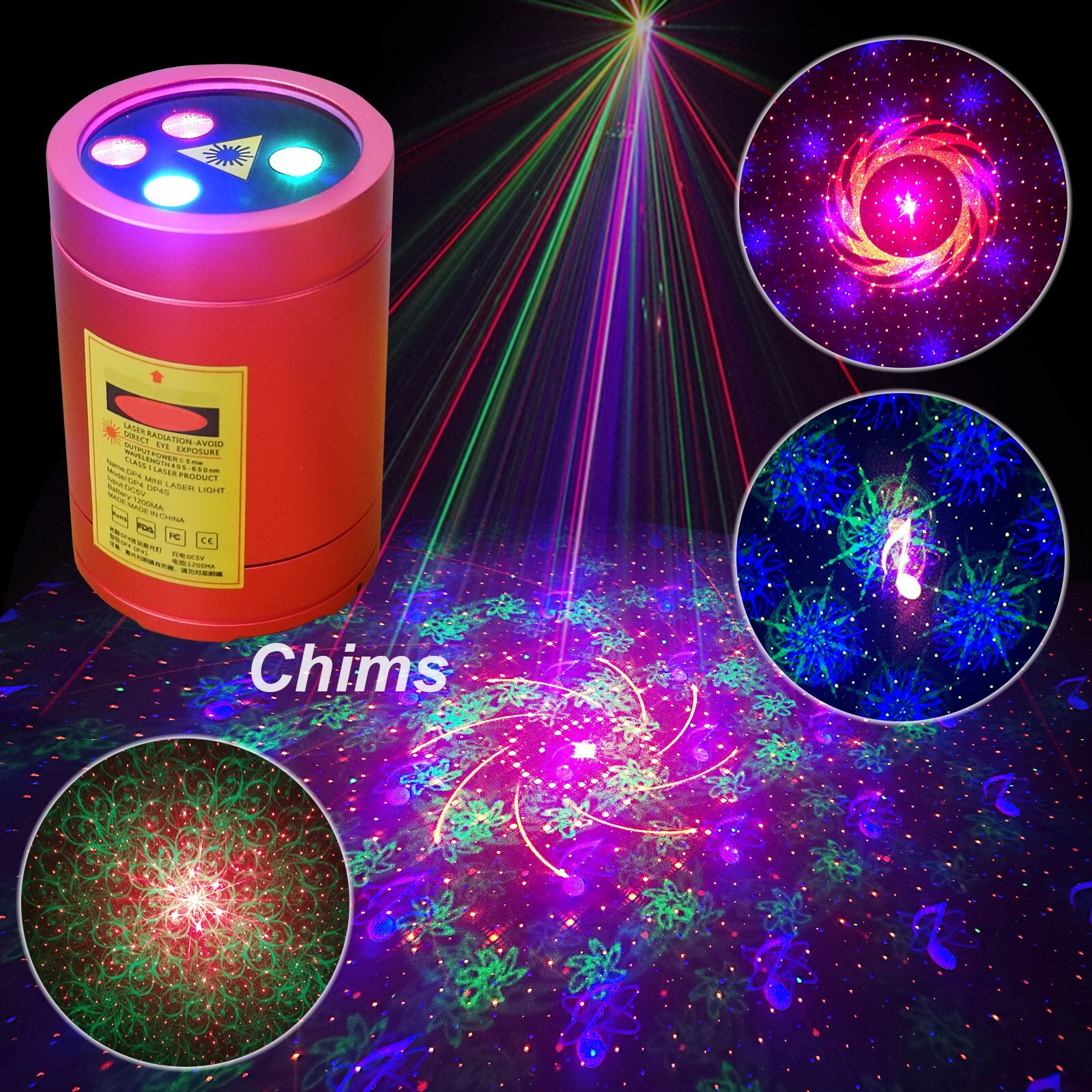 Chims Mini Laser Light Music Party Xmas Stage 32 Patterns Stars Decor ...