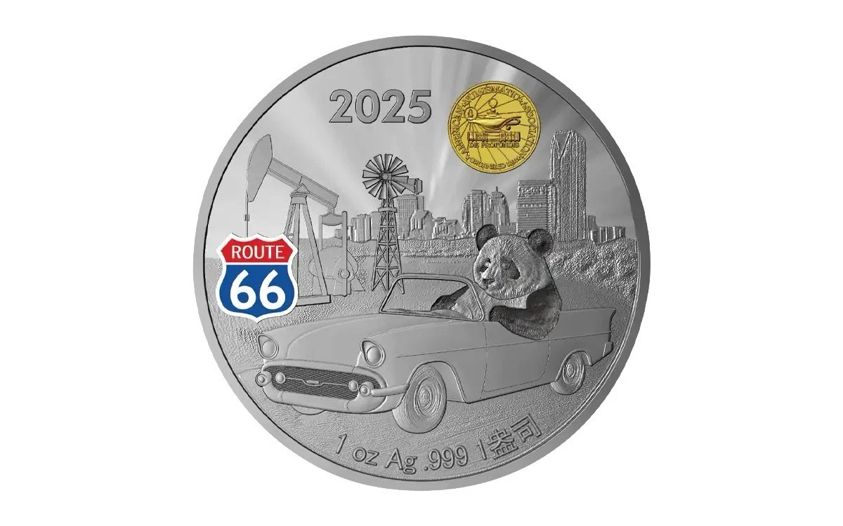 China 2025 1 oz Silver Proof Panda (Oklahoma City ANA Show Route 66 ...