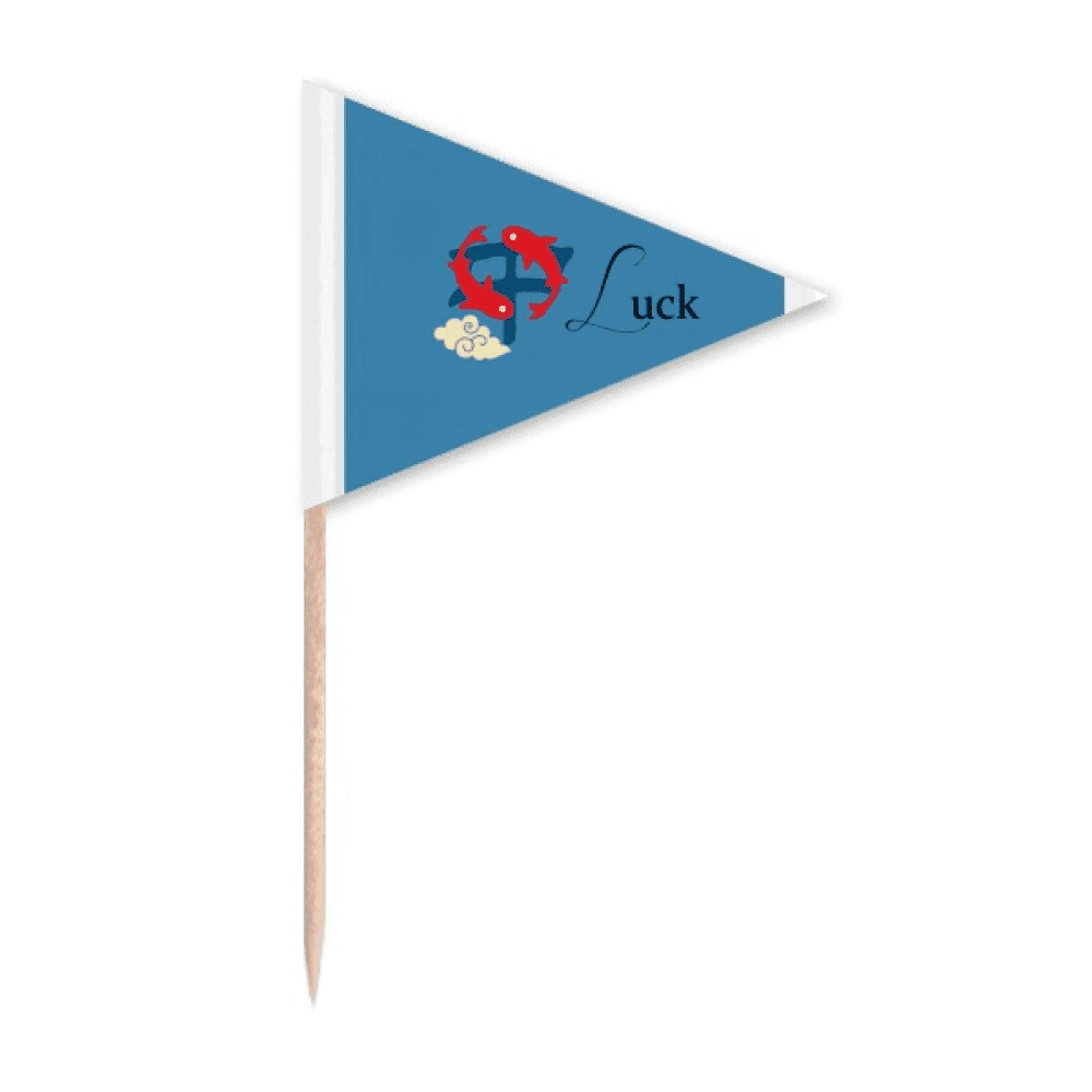 China Carp Good Luck Blessings Toothpick Triangle Cupcake Toppers Flag ...