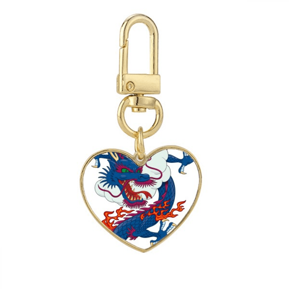 China Chinese Dragon Cloud Pattern Gold Heart Keychain Metal Keyring ...