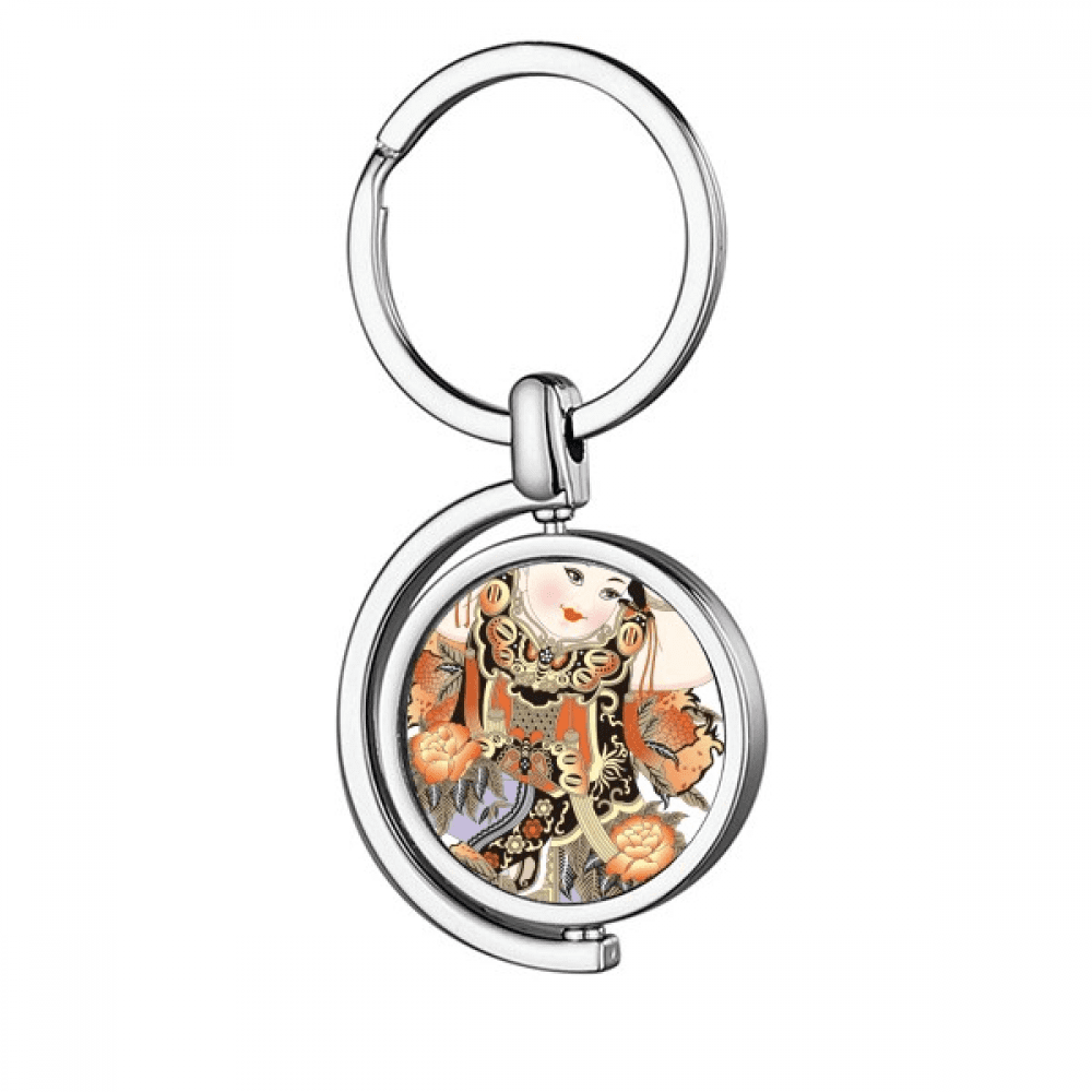 China Chinese New Year Picture Pattern Rotating Keychain Metal Keyring ...