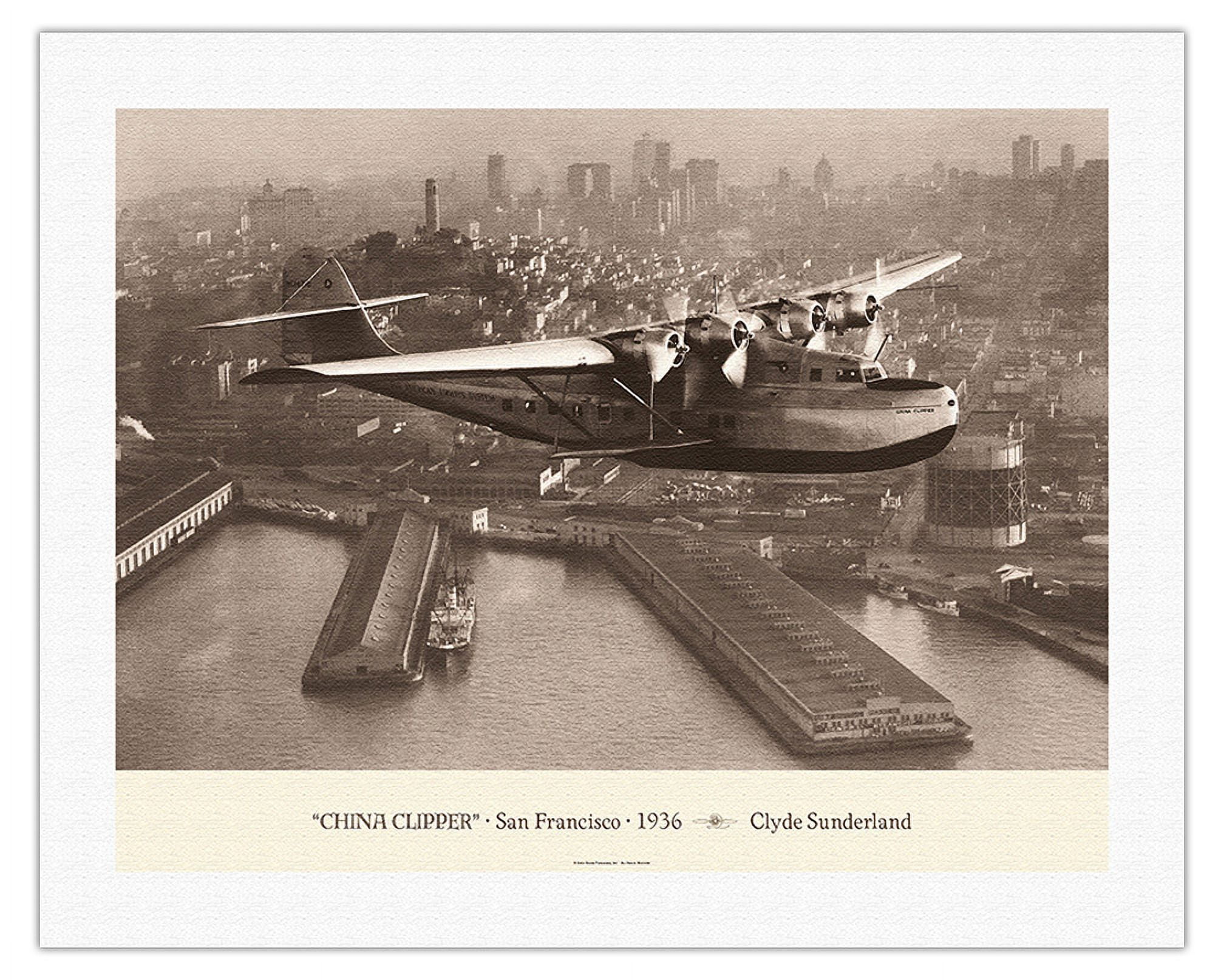 The China Clipper (Martin M-130) - San Francisco 1936 - Vintage Aviation Poster by Clyde ...