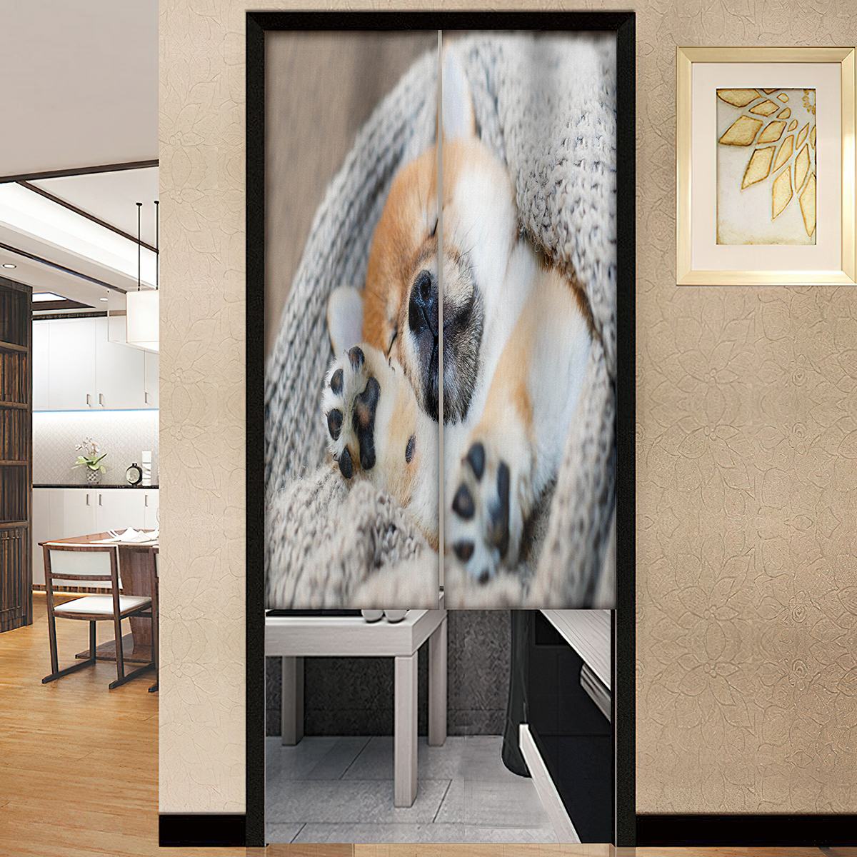 China Cute Panda Print Door Curtain Green Leaves Kitchen Porch Doorway ...