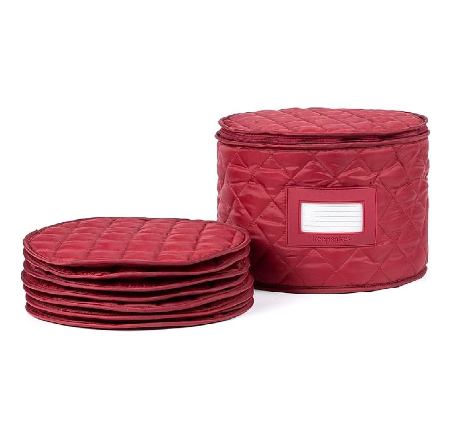 China Dish Storage Box Set - Padded Plate & Bowl Organizer - Red - 9 ...