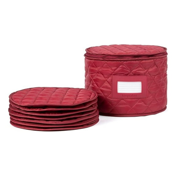China Dish Storage Box Set - Padded Plate & Bowl Organizer - Red - 9 ...