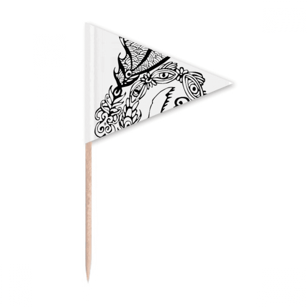 China Dragon Line Painting Traditional Toothpick Triangle Cupcake ...