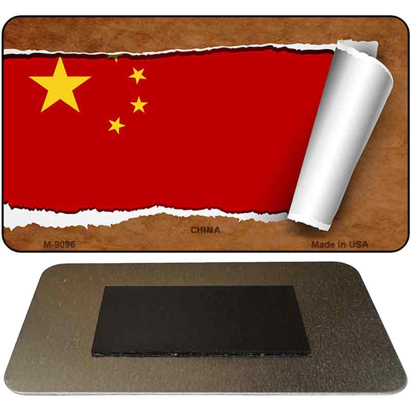 China Flag Scroll Novelty Metal Magnet M-9096 3.5" x 2" Magnet (M ...