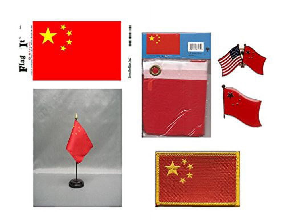 China Heritage Flag Pack - Includes a Chinese 3x5' Flag, Vinyl Flag ...
