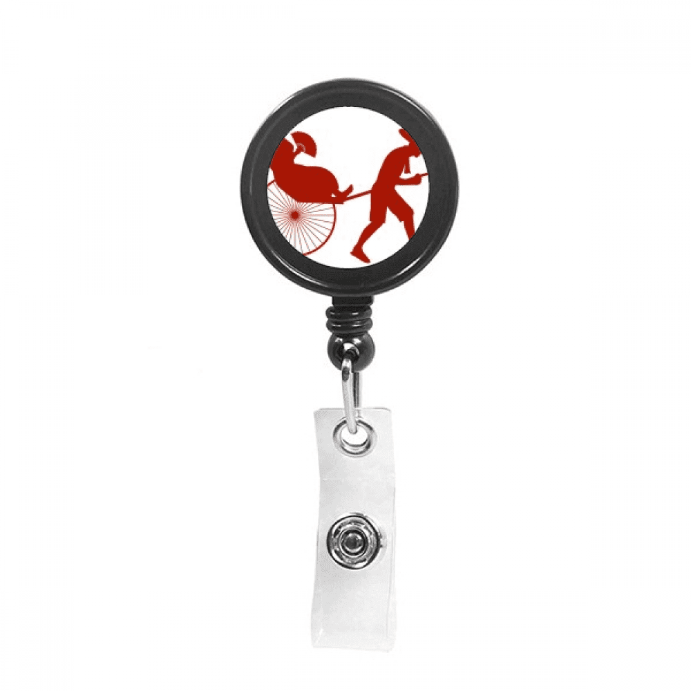 China Jinrikisha Culture Outline Pattern Retractable Keychain Badge ...