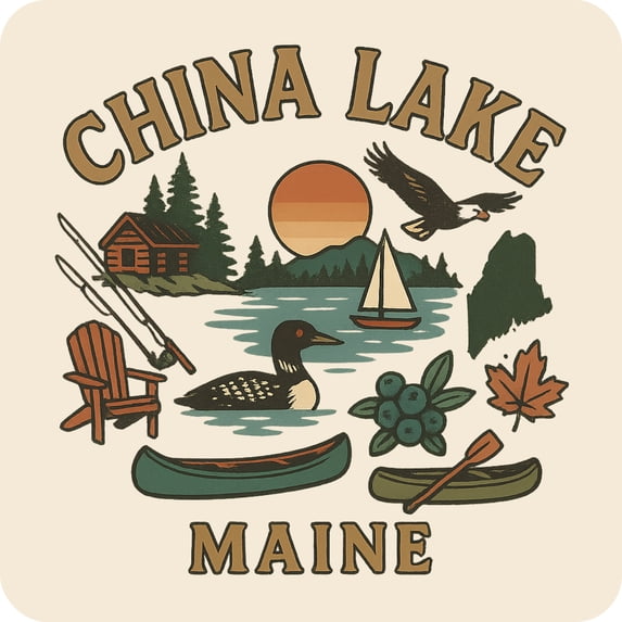 China Lake Maine Keepsakes Souvenir Vinyl Sticker – Destination Travel ...