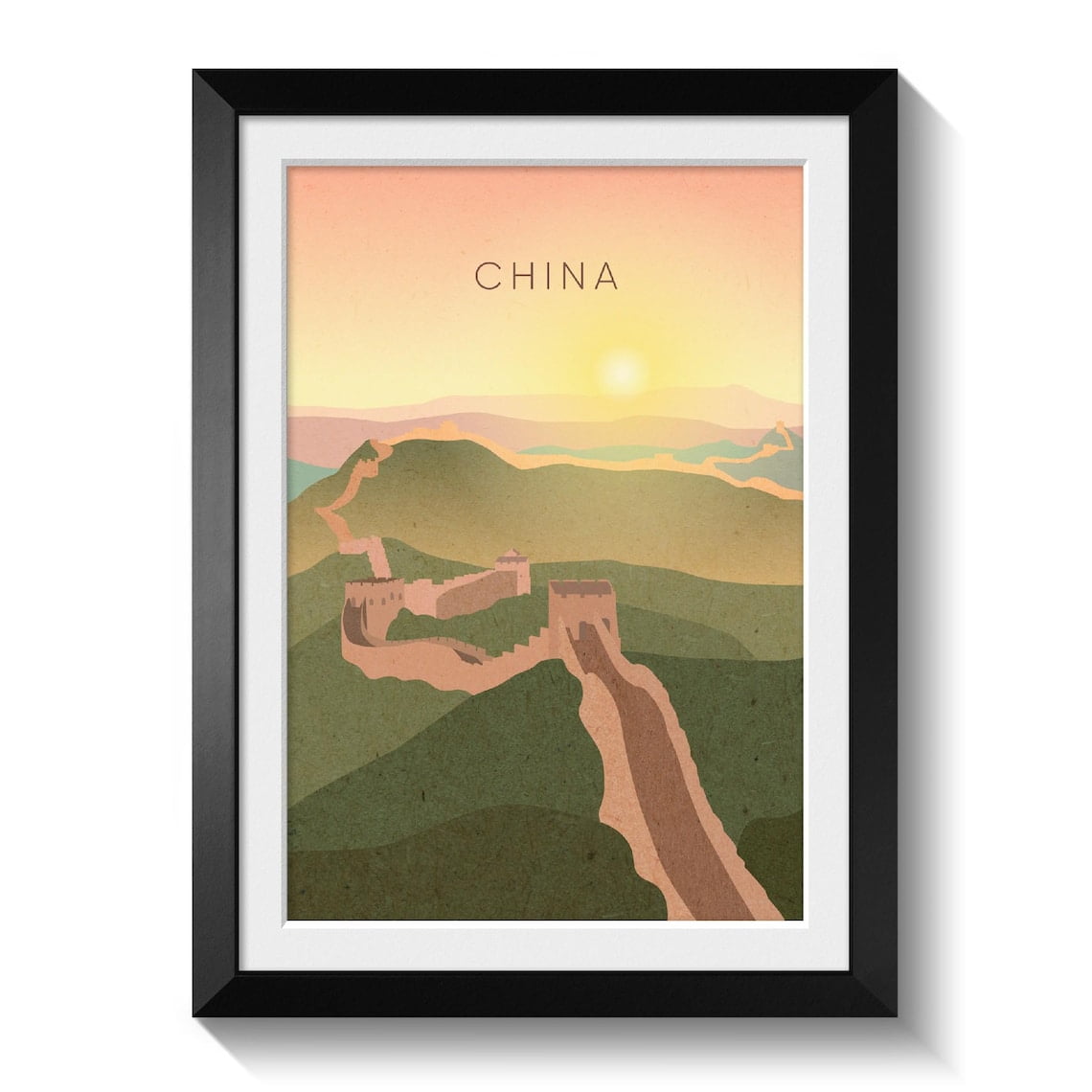 China Minimal Travel Poster, Great Wall Of China, Travel Artwork, Asia ...