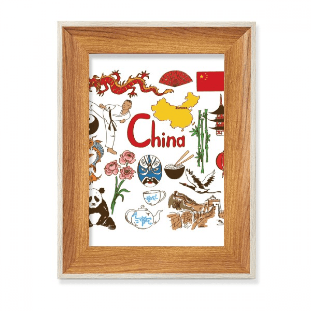 China Panda Landscap National Flag Desktop Wooden Photo Frame Display ...