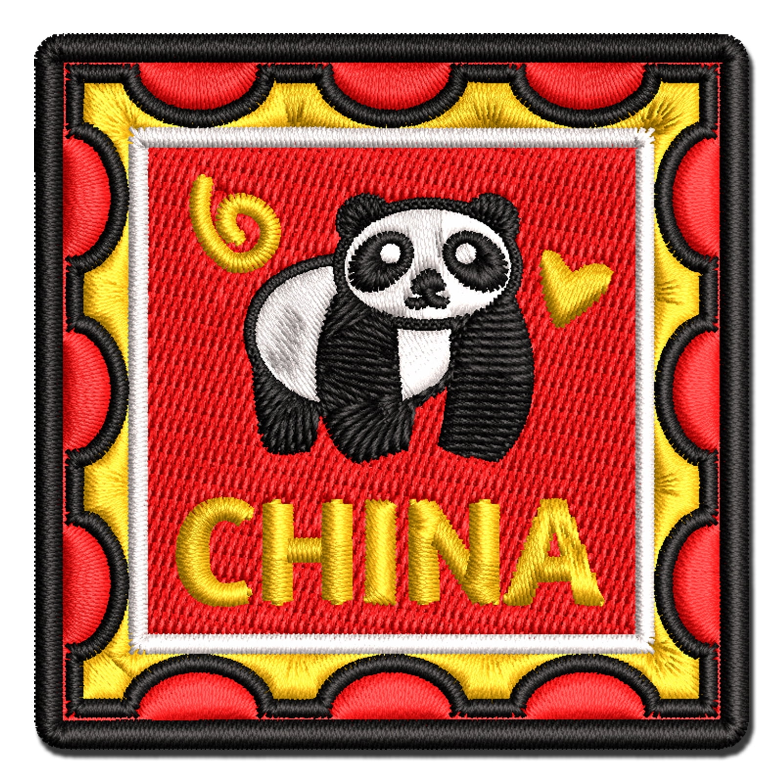 China Panda Passport Travel Applique Multi-Color Embroidered Hook & Loop Patch - 3 Inch Medium ...