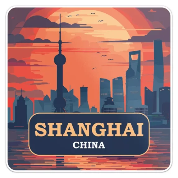 China Shanghai City Sticker Phone Decal Water Bottle Stickers Car ...