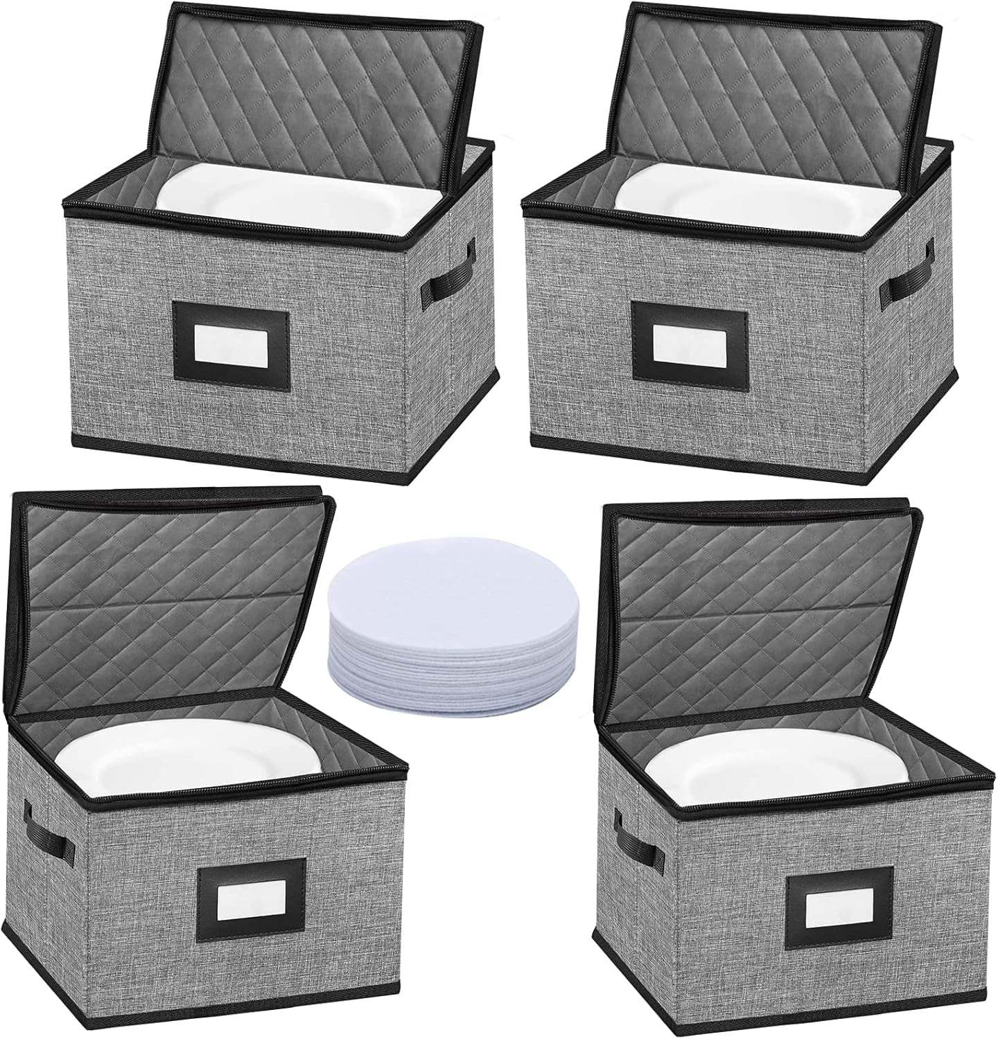China Storage Containers-4PACK Quilted Dish Storage Containers with Lid ...