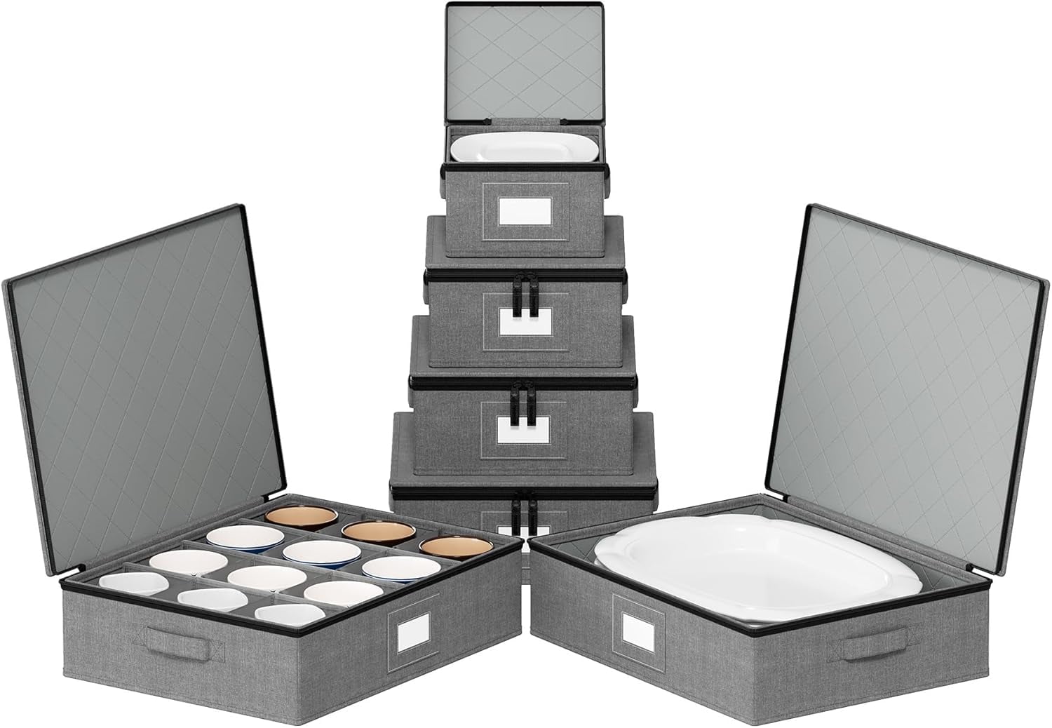 China Storage Containers 6 Pack, Stackable Hard Shell Quilted Cases ...