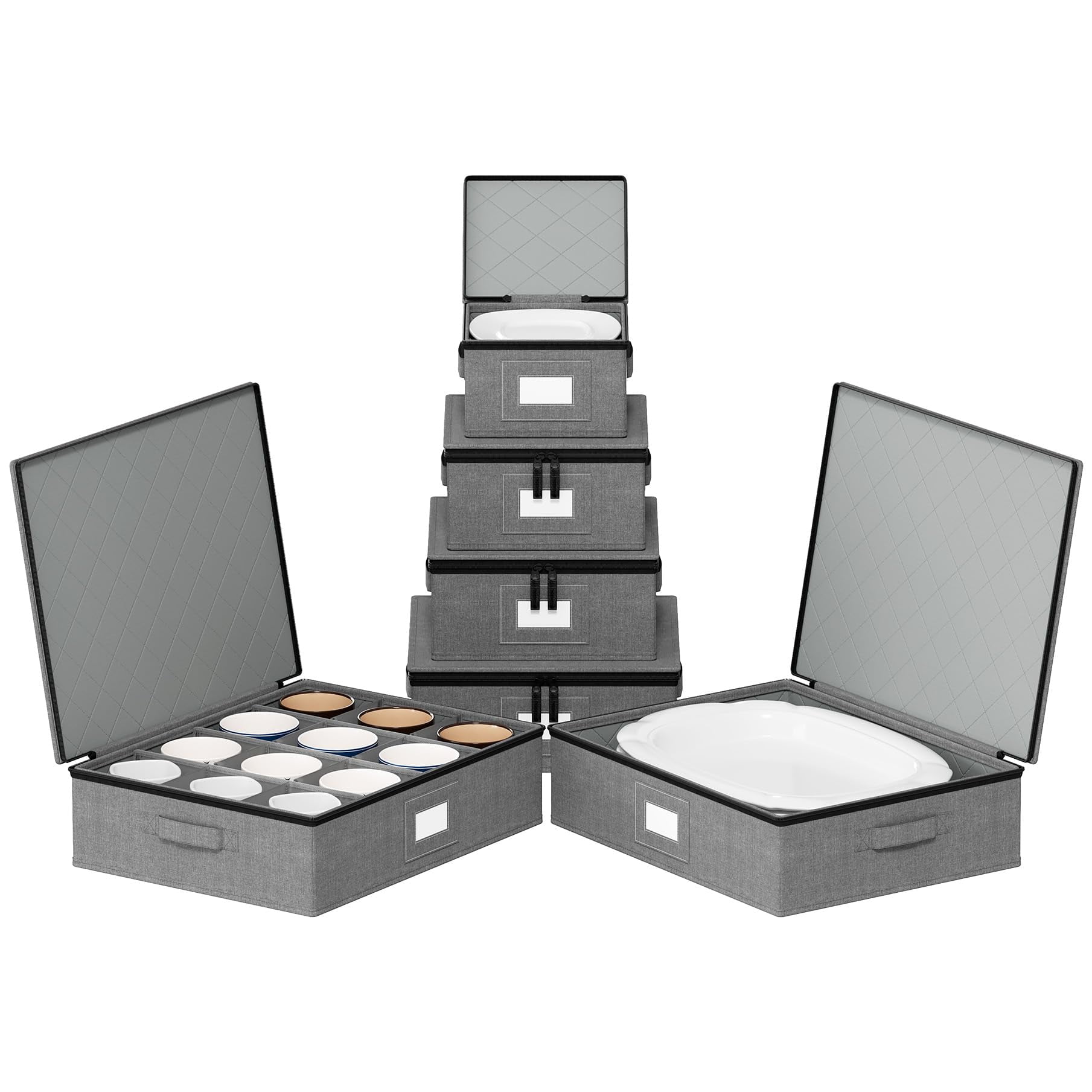 China Storage Containers 6 Pack, Stackable Hard Shell Quilted Cases ...