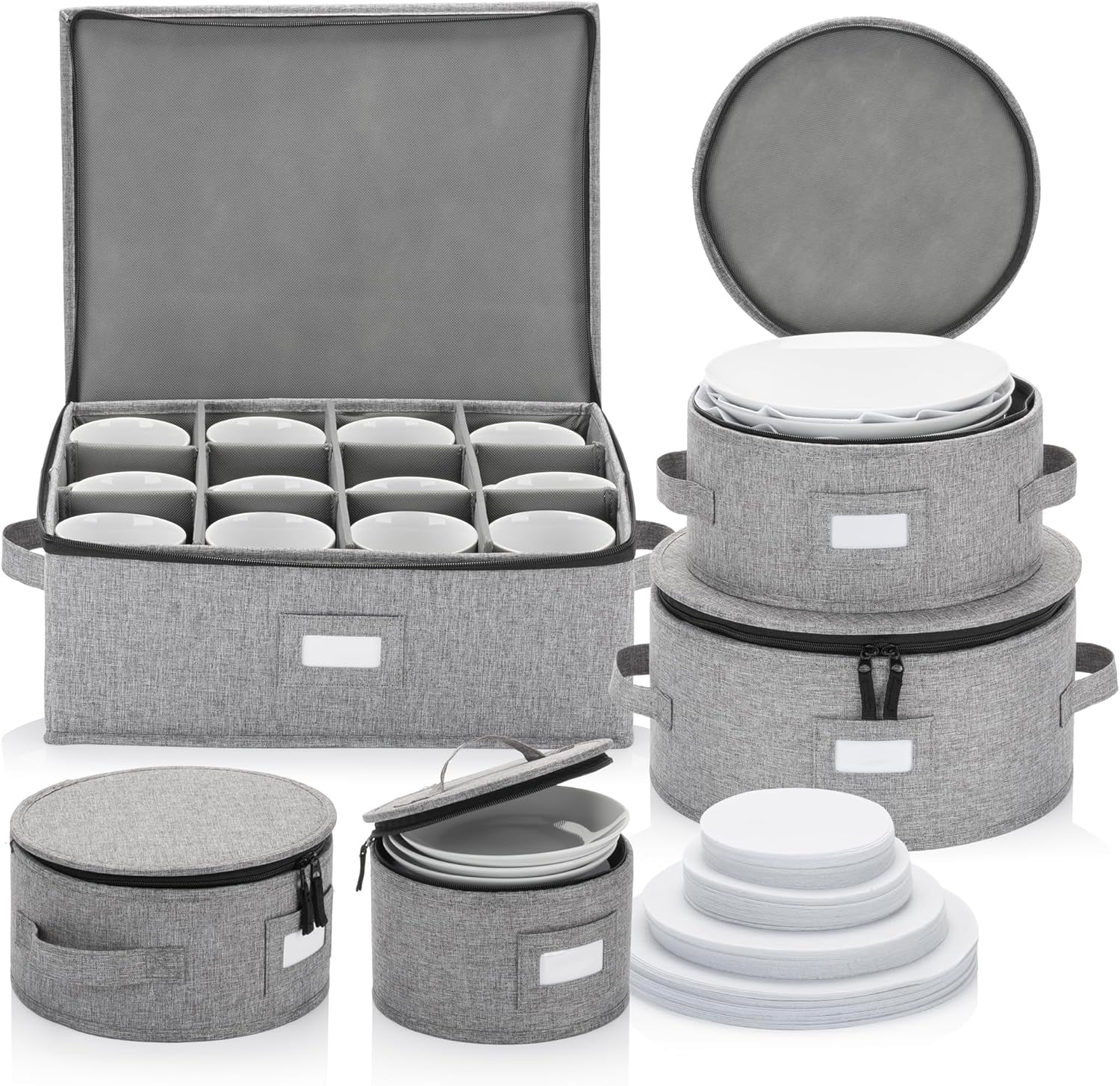 China Storage Set for Plates, Cups and Mugs - 5 pc set Hard Shell ...