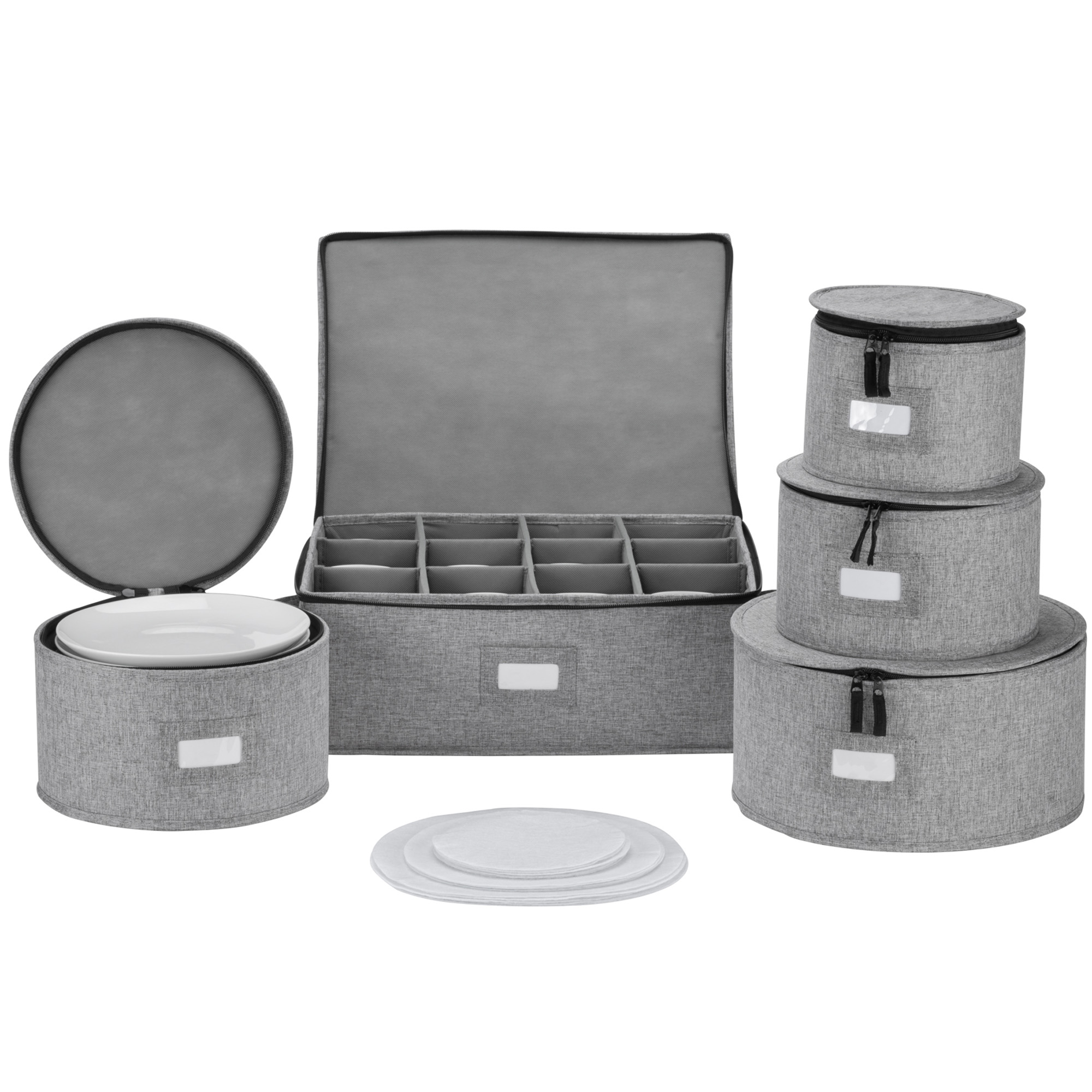 Sorbus 5-Piece Dinnerware Storage Set, Service for 12, Quilted ...