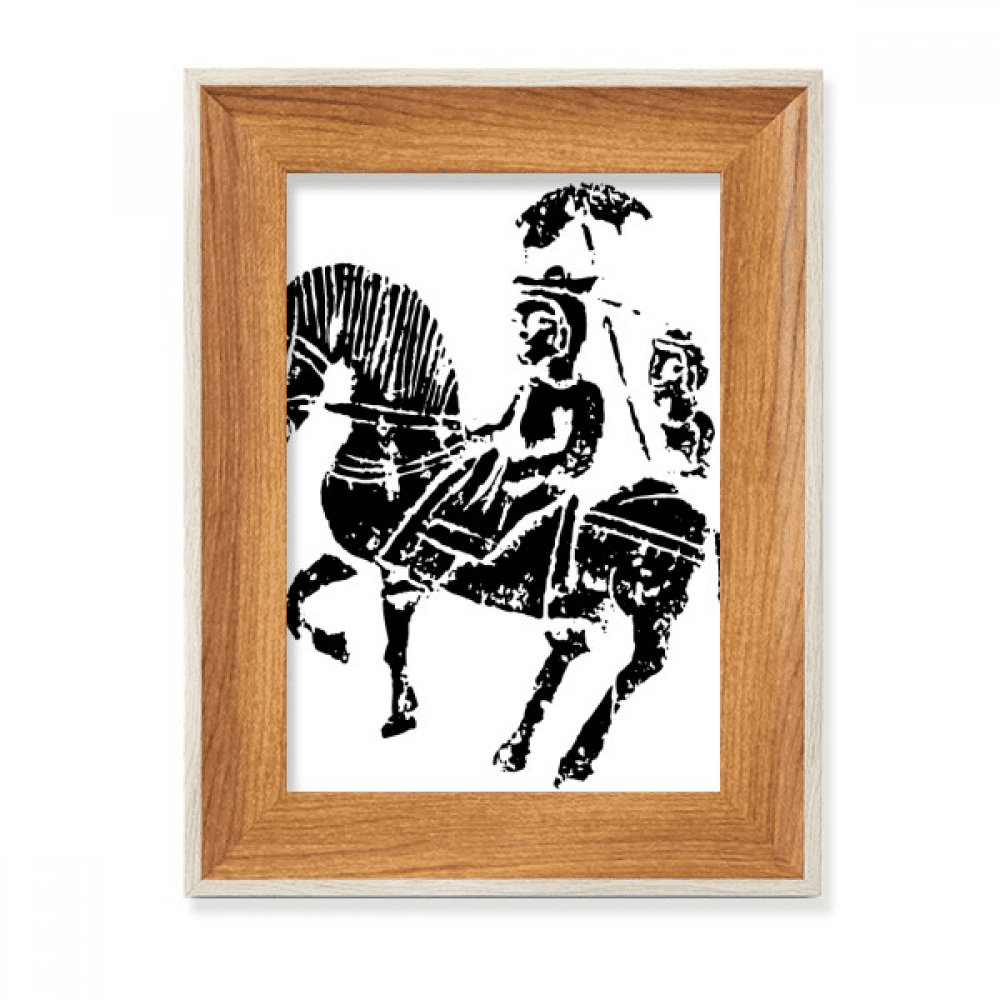 China Wei Jin Dynasties Horse Riding Pattern Desktop Wooden Photo Frame ...