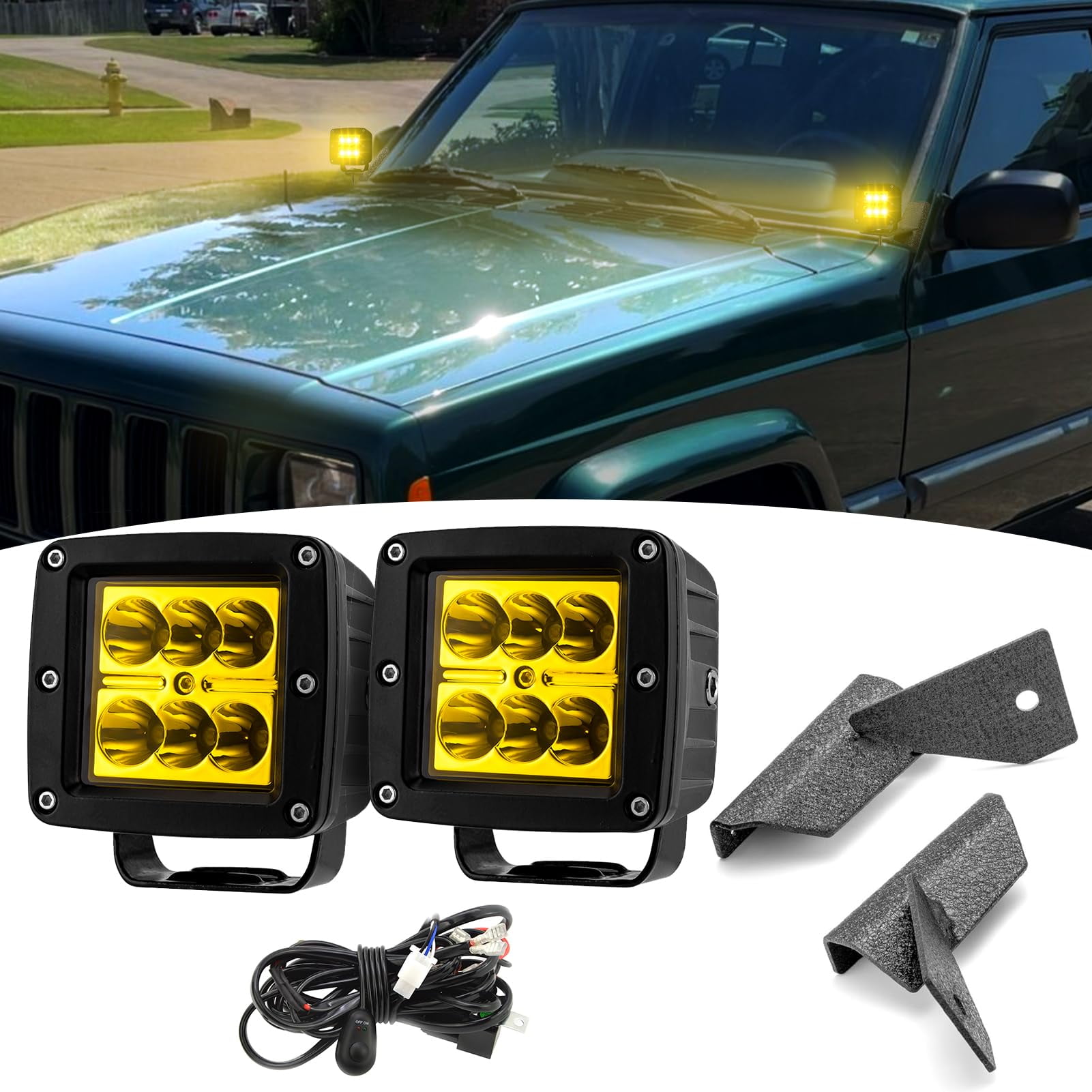 From China Wsays 2PCS LED Amber Light Pods & Ditch Hood Hinge LED Pod ...