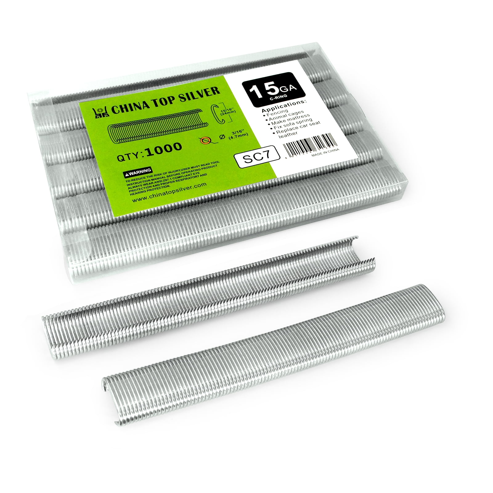 China-top Silver SC7 15 Gauge 3/4'' Crown galvanized C Ring Staples C ...