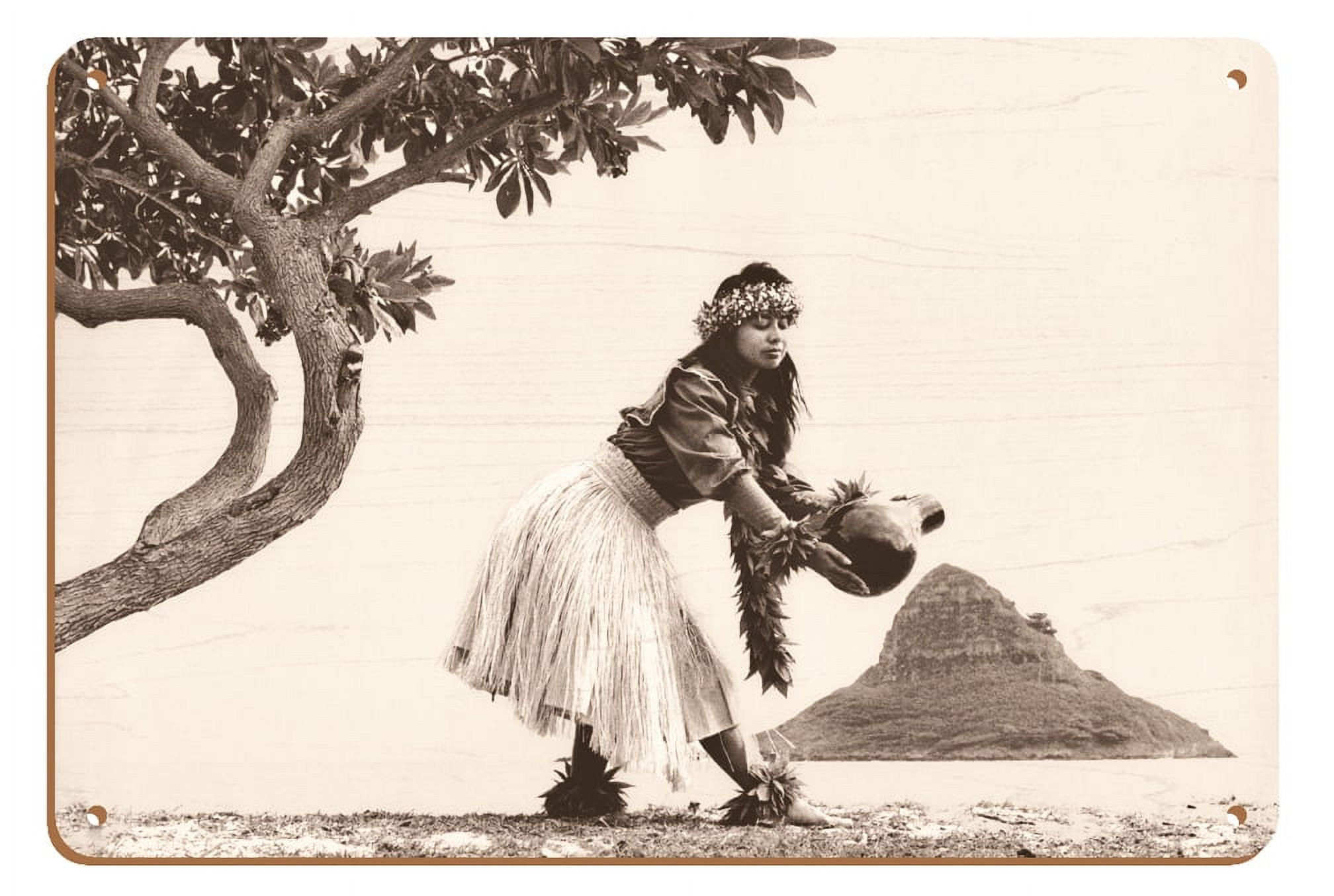 Chinaman's Hat - Hawaiian Hula Dancer - Vintage Sepia Toned Photograph ...