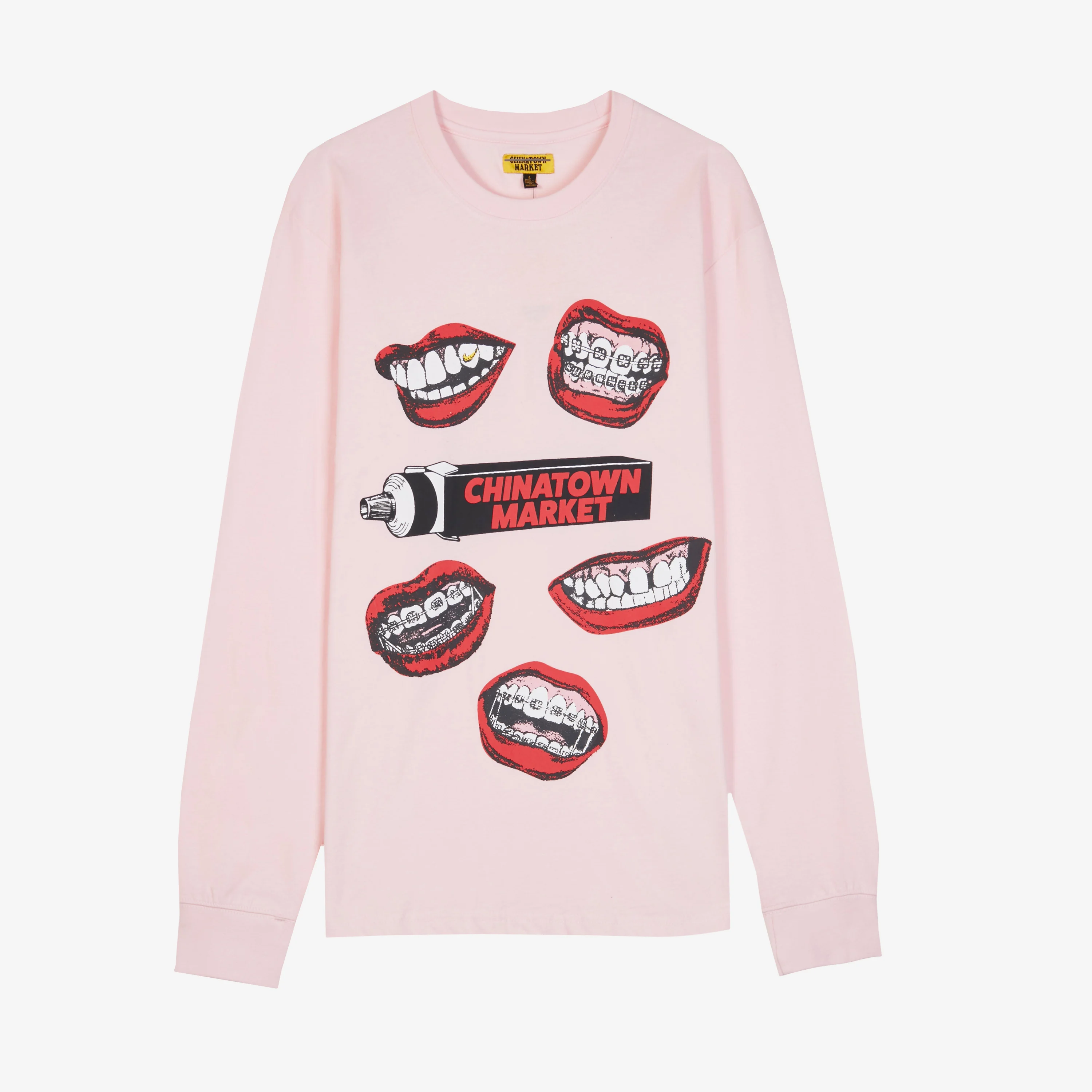 Chinatown Market Men's Pink Long Sleeve Mouth Shirt, Size Large ...