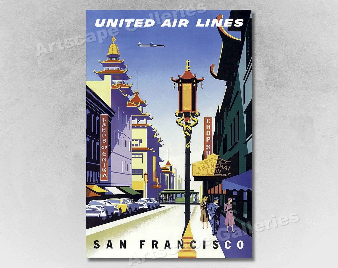 Chinatown San Francisco 1960s Vintage Style Air Travel, Stretched ...