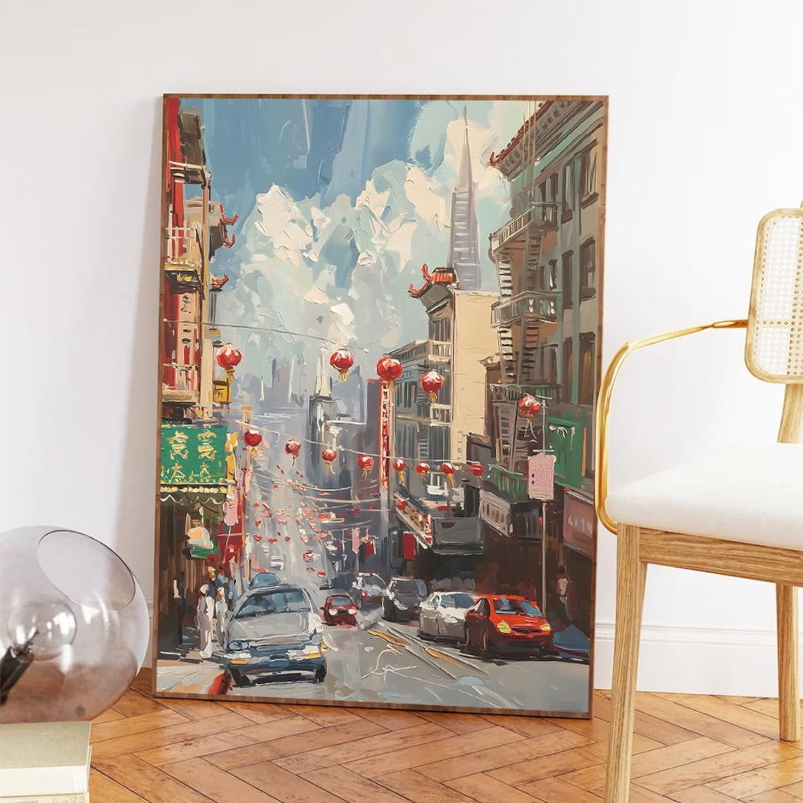 Chinatown Street Art Wall Art, San Francisco Cityscape Poster, Modern ...