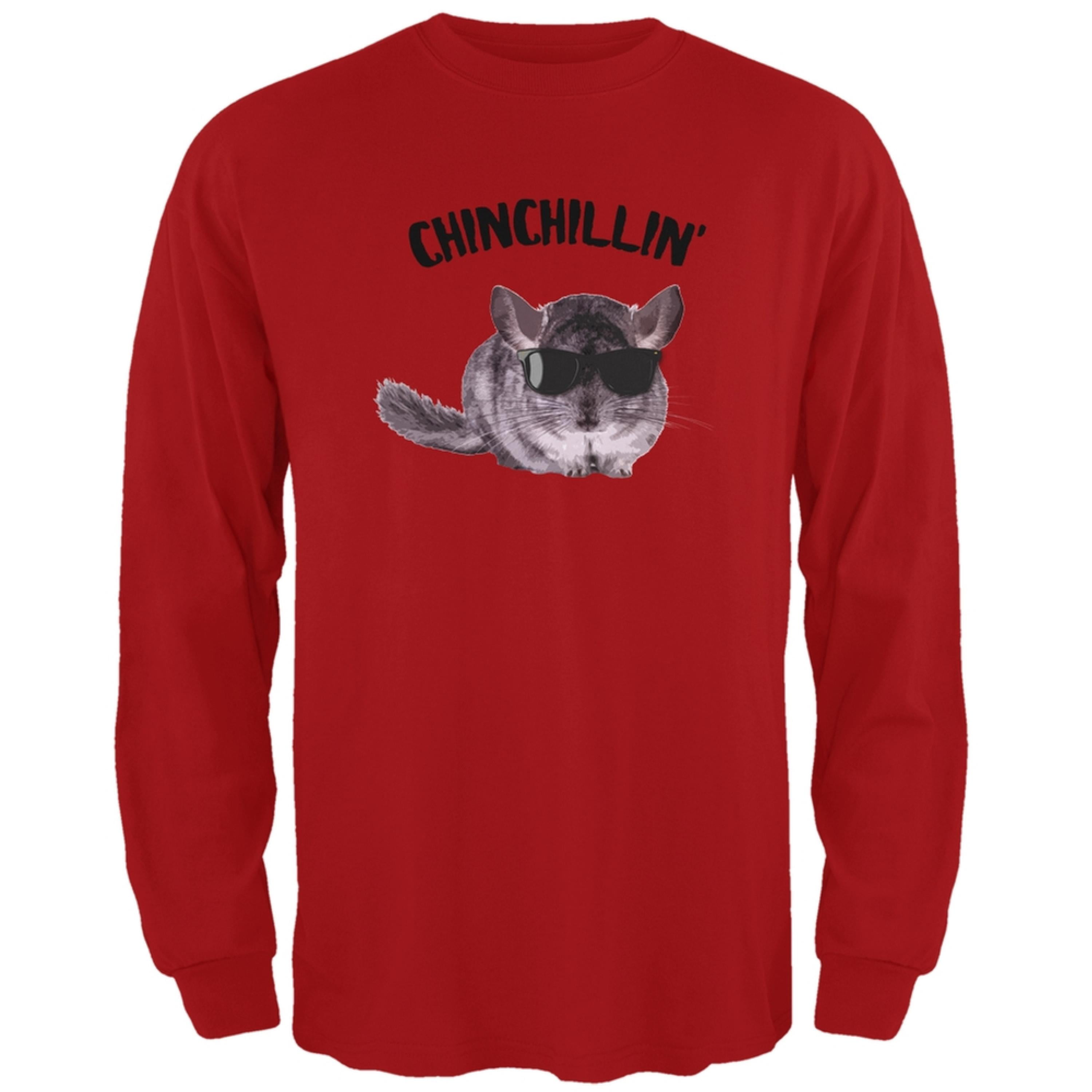 Chinchillin Chinchilla Red Adult Long Sleeve T-Shirt - X-Large ...
