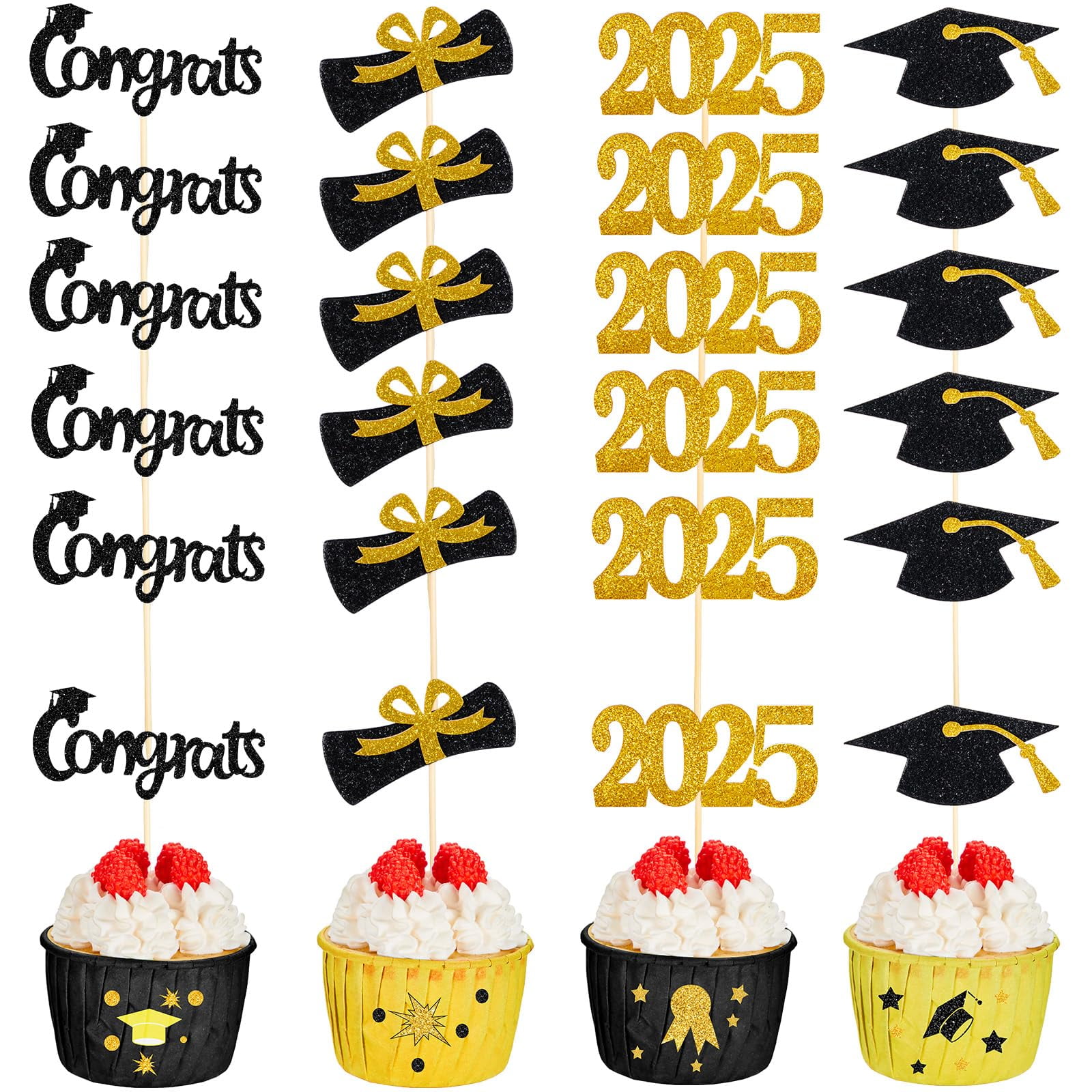 Chinco 100 PcsITSC 2025 Graduation Cupcake Toppers Class of 2025 Food ...