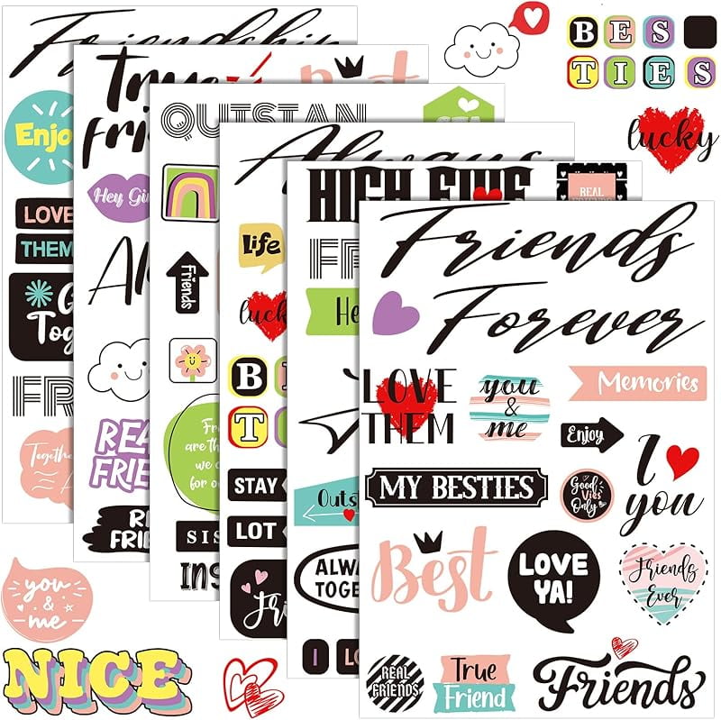 Chinco 30 Sheet Family Friend Theme Scrapbooking Decals 500 Pieces ...