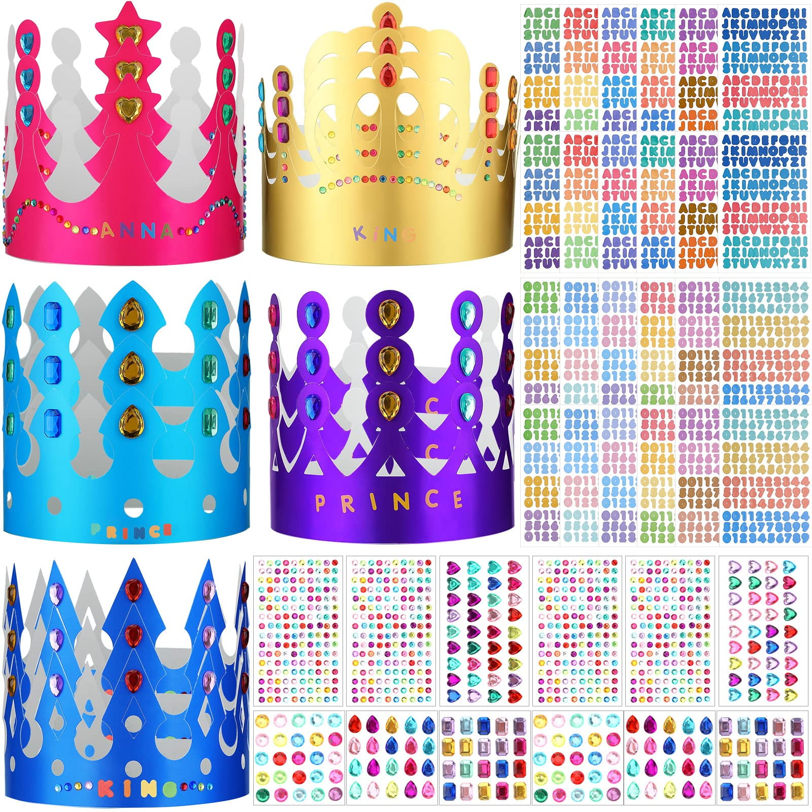 Chinco 76 PiecesITSC Paper Crowns Princess Prince Hats Birthday Party ...