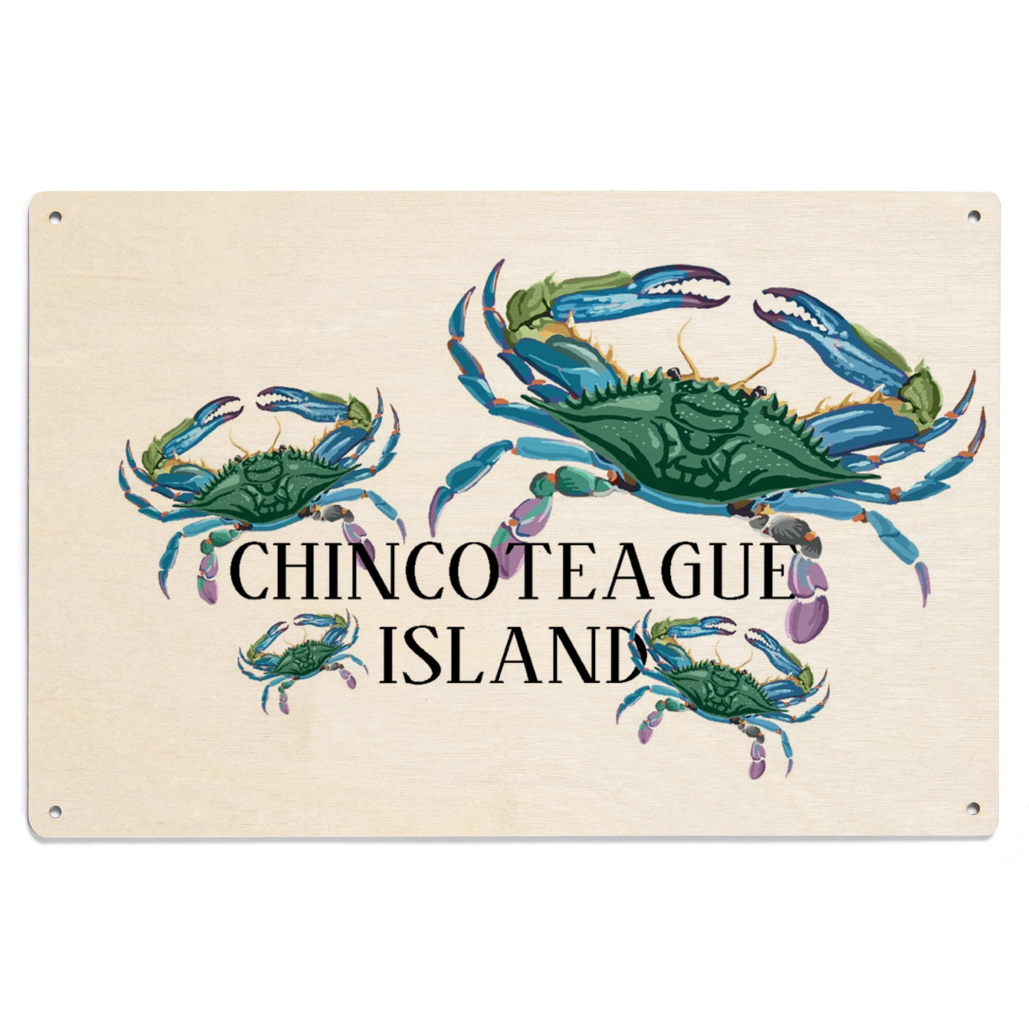 Chincoteague Island, Virginia, Blue Crabs, Pattern, Contour Birch Wood ...