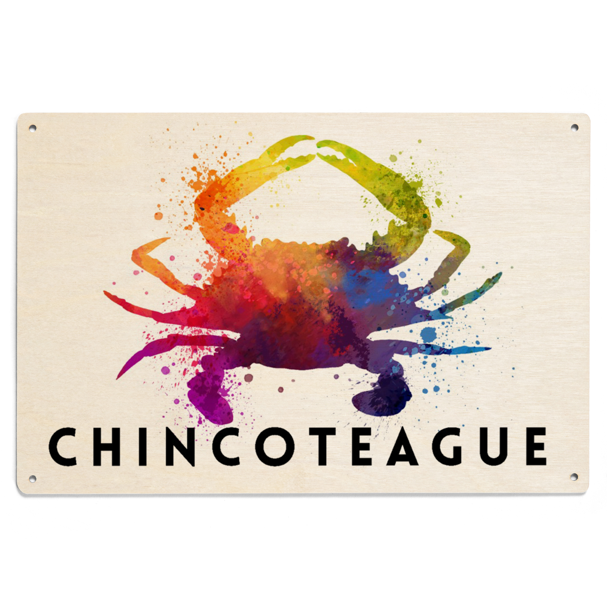 Chincoteague, Virginia, Blue Crab, Abstract Watercolor Birch Wood Wall ...