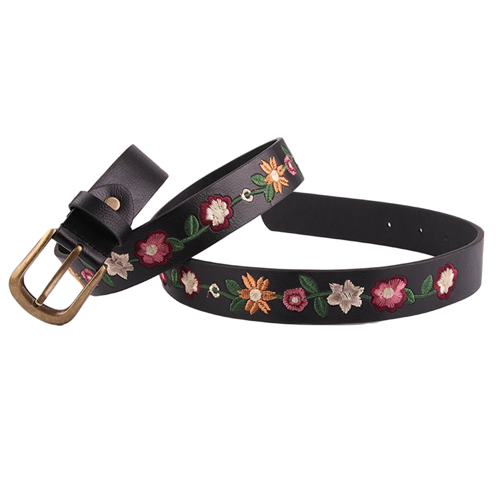 Chinese Adult Belt with Adjustable Embroidery Flower Waistband PU Waist ...