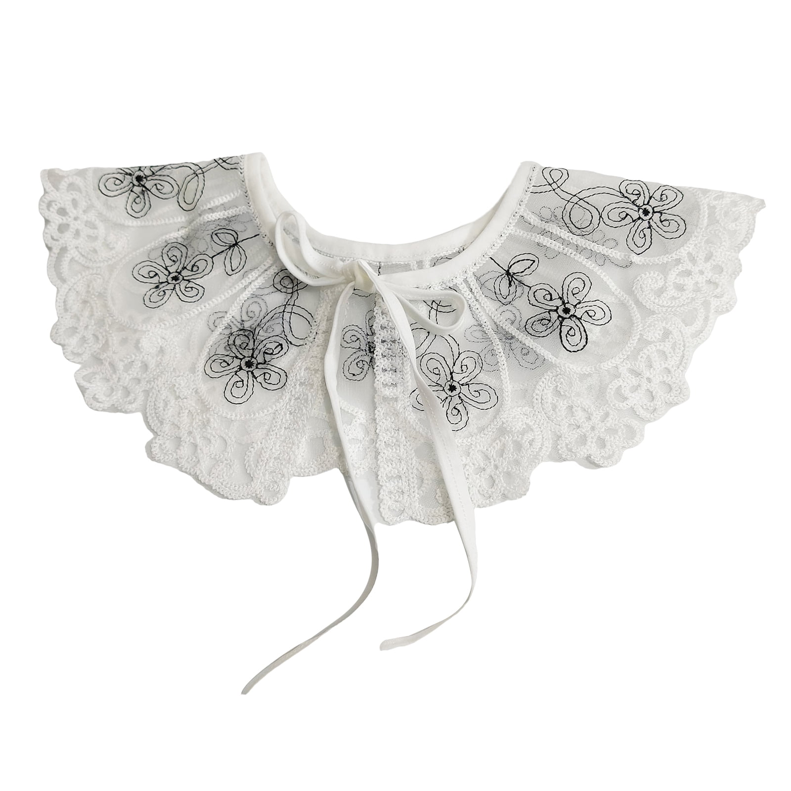 Chinese Aesthetic Half Shirt False Collar Embroidered Flower Decorative ...