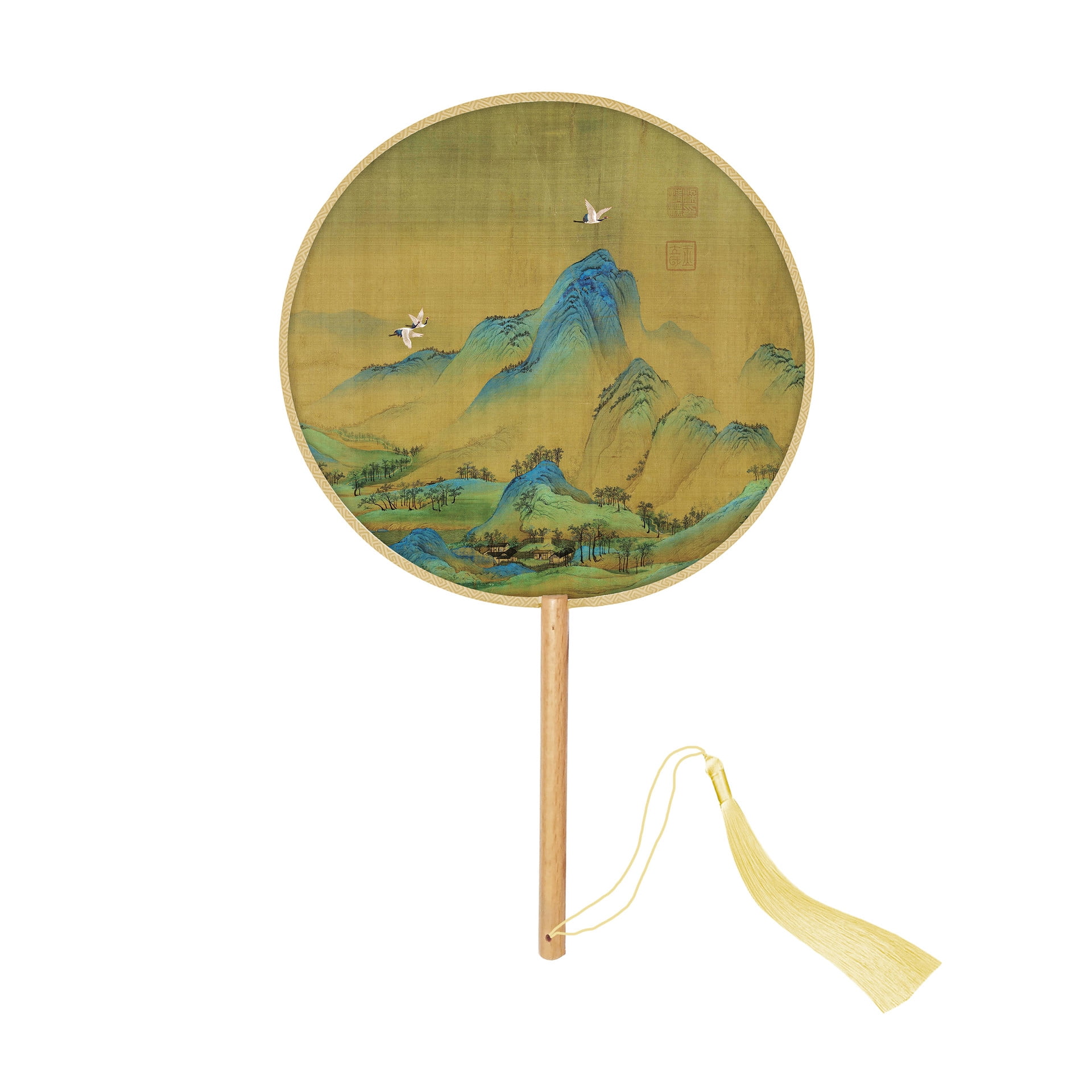 Chinese Ancient Silk Embroidered Round Fan with Double-Sided Design ...