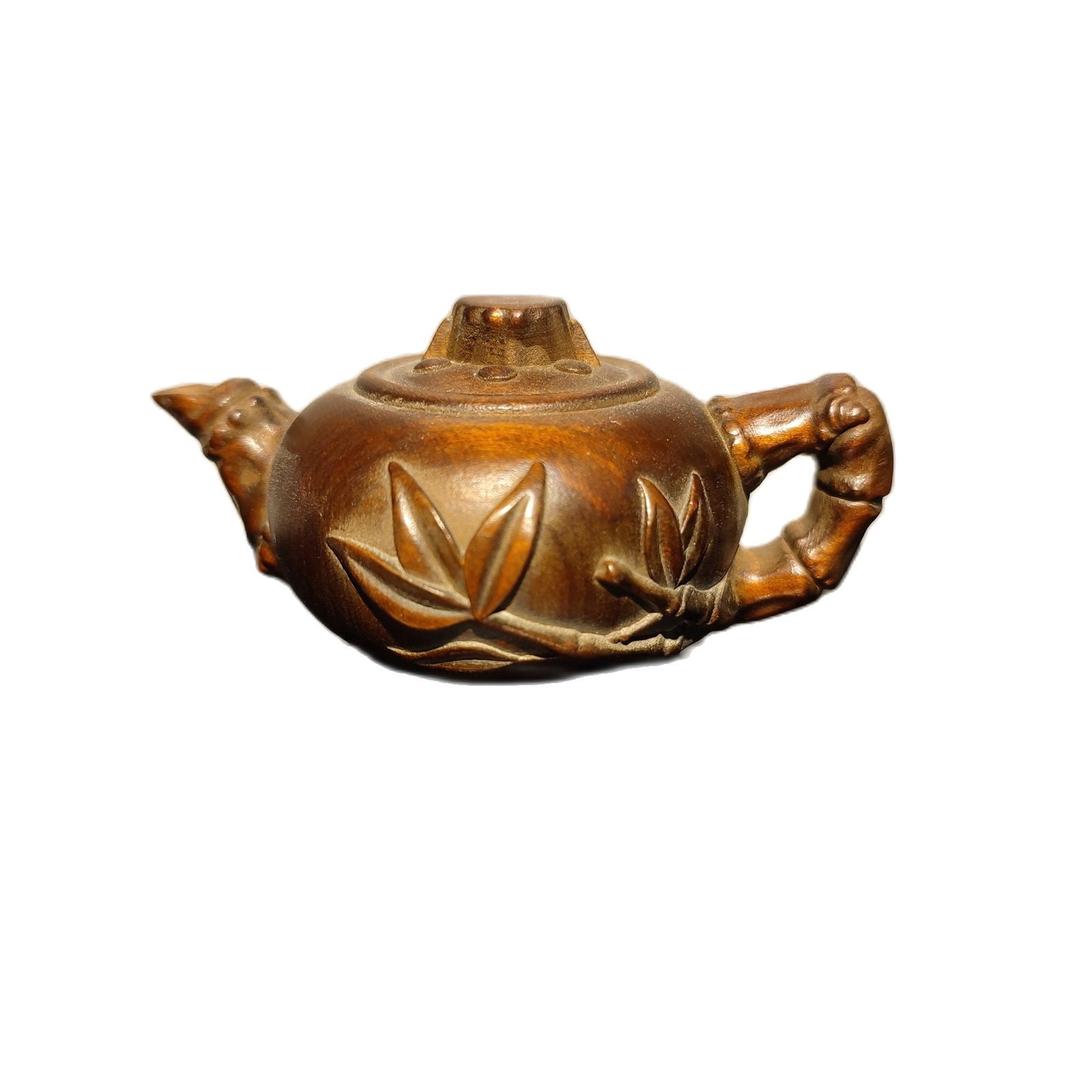 Chinese Antique Boxwood Carved Exquisite Teapot Statue Sculpture Nice ...