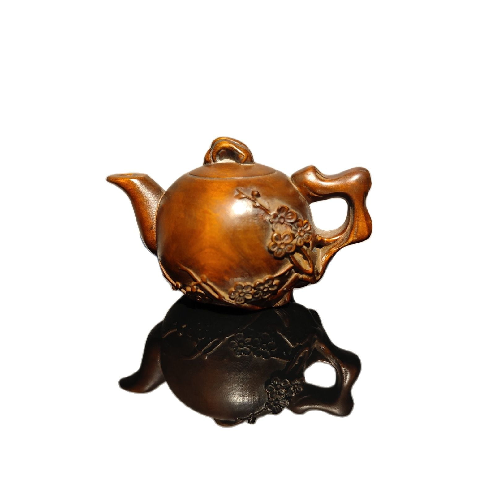 Chinese Antique Boxwood Carved Exquisite Teapot Statue hobbies ...