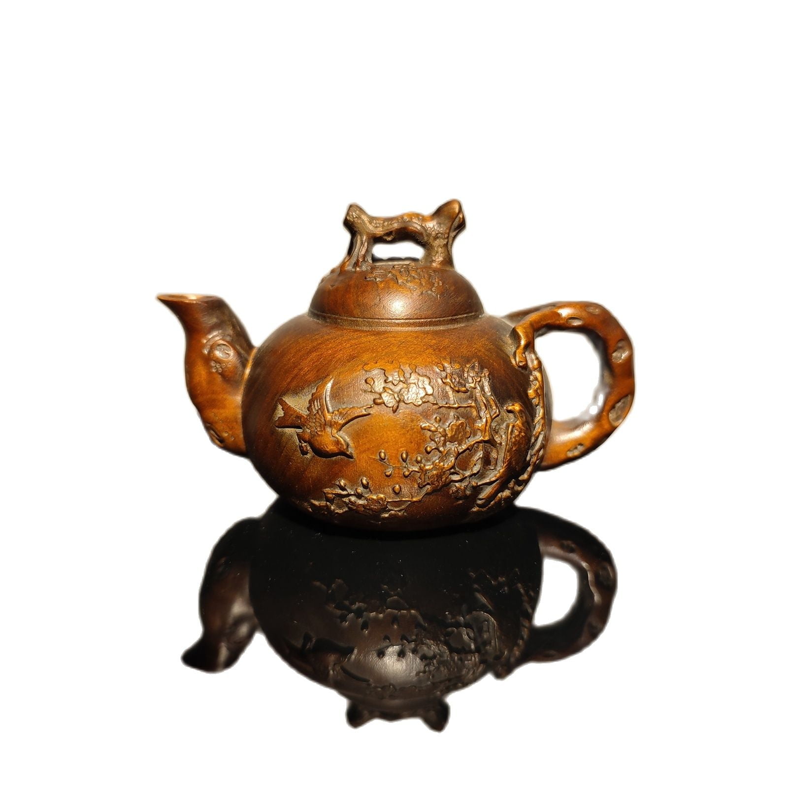 Chinese Antique Boxwood Carved Magpie Teapot Statue hobbies interests ...