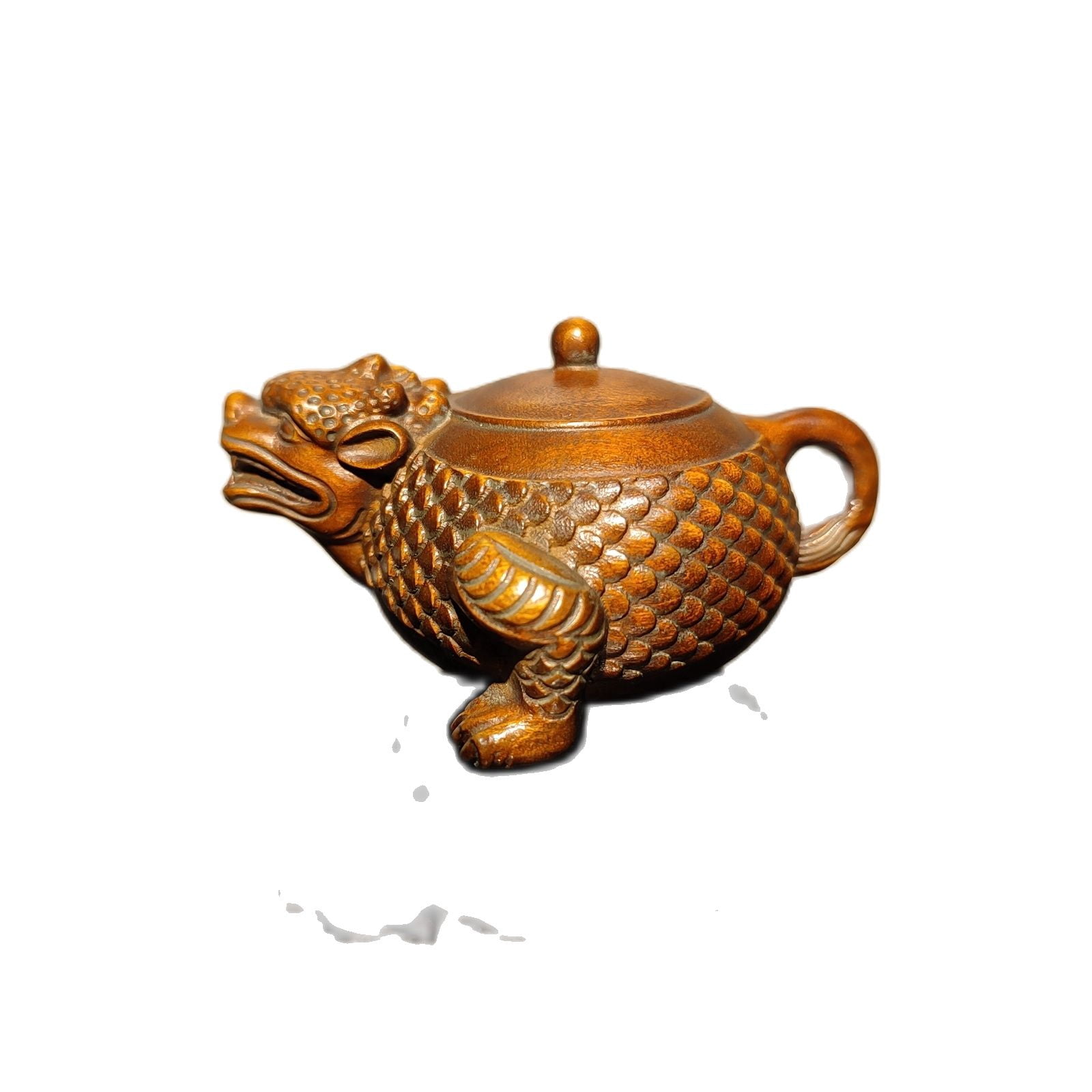 Chinese Antique Boxwood Carving Teapot Statue Home Decorative ...