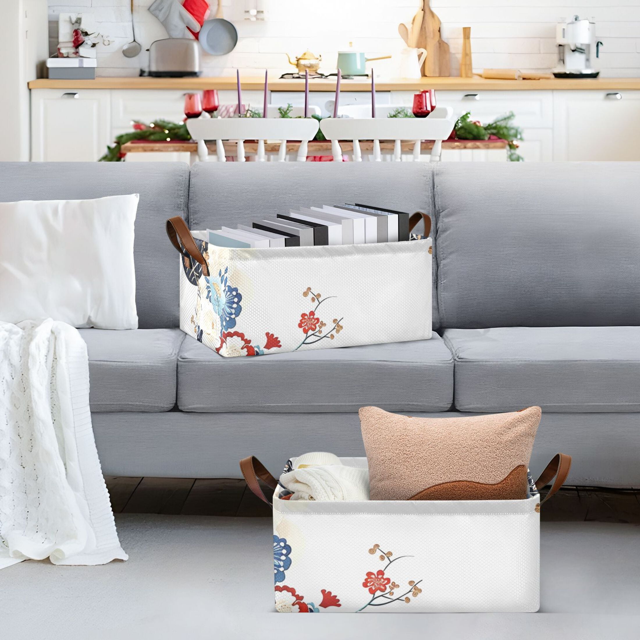 Chinese Arabesque Storage Bins with Handles Foldable Storage Baskets ...